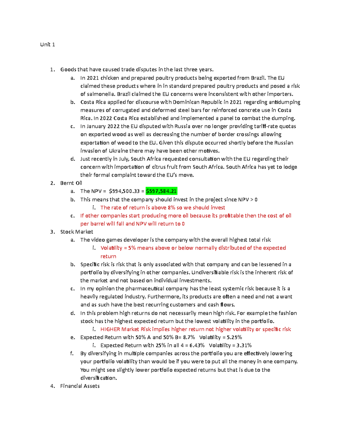 Unit 1 Problems - Problem set 1 - Unit 1 Goods that have caused trade ...