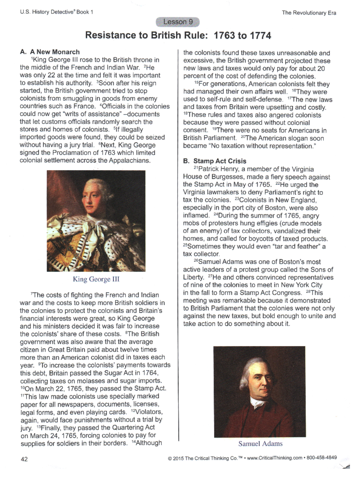 Resistance to British Rule-1 - U. History Detective Book 1 The ...