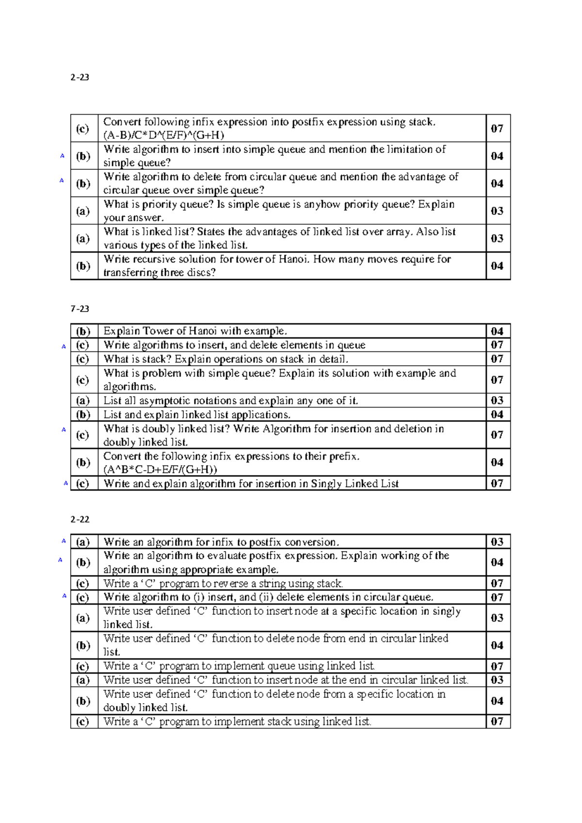 QB UNIT-2 - 2 - 23 (c) Convert following infix expression into postfix expression using stack ...