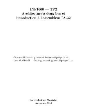 Tp3 - rapport de lab - INF1600 TP Programmation en assembleur et déb ...