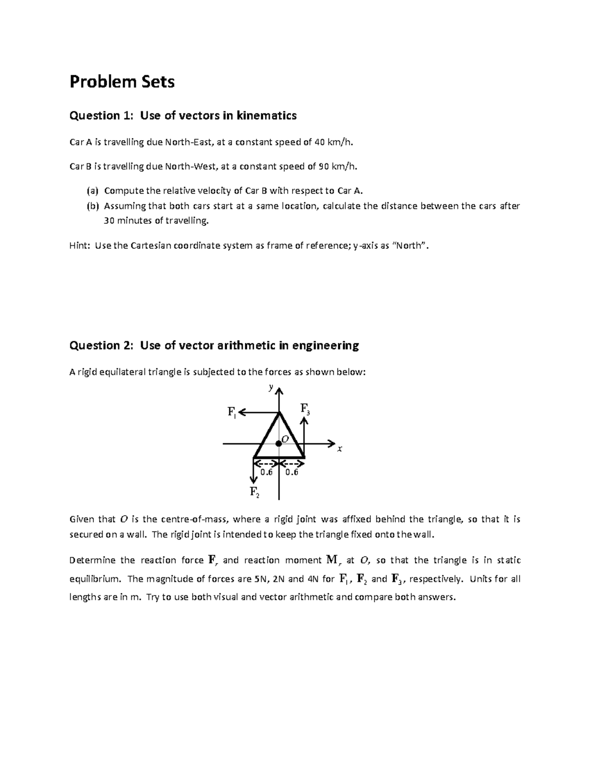 Problem Sets (Week 3) - Problem Sets Question 1: Use of vectors in ...