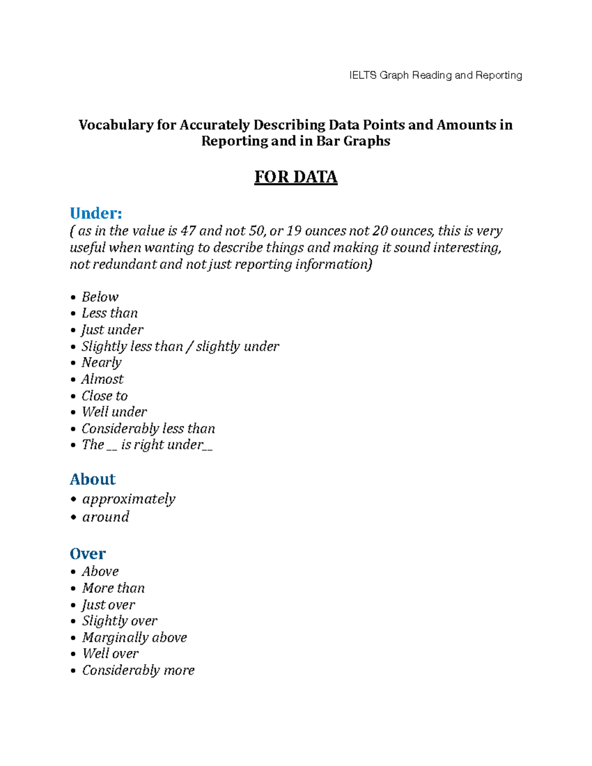 Ielts Graph Vocab - EBG - IELTS Graph Reading and Reporting Vocabulary ...