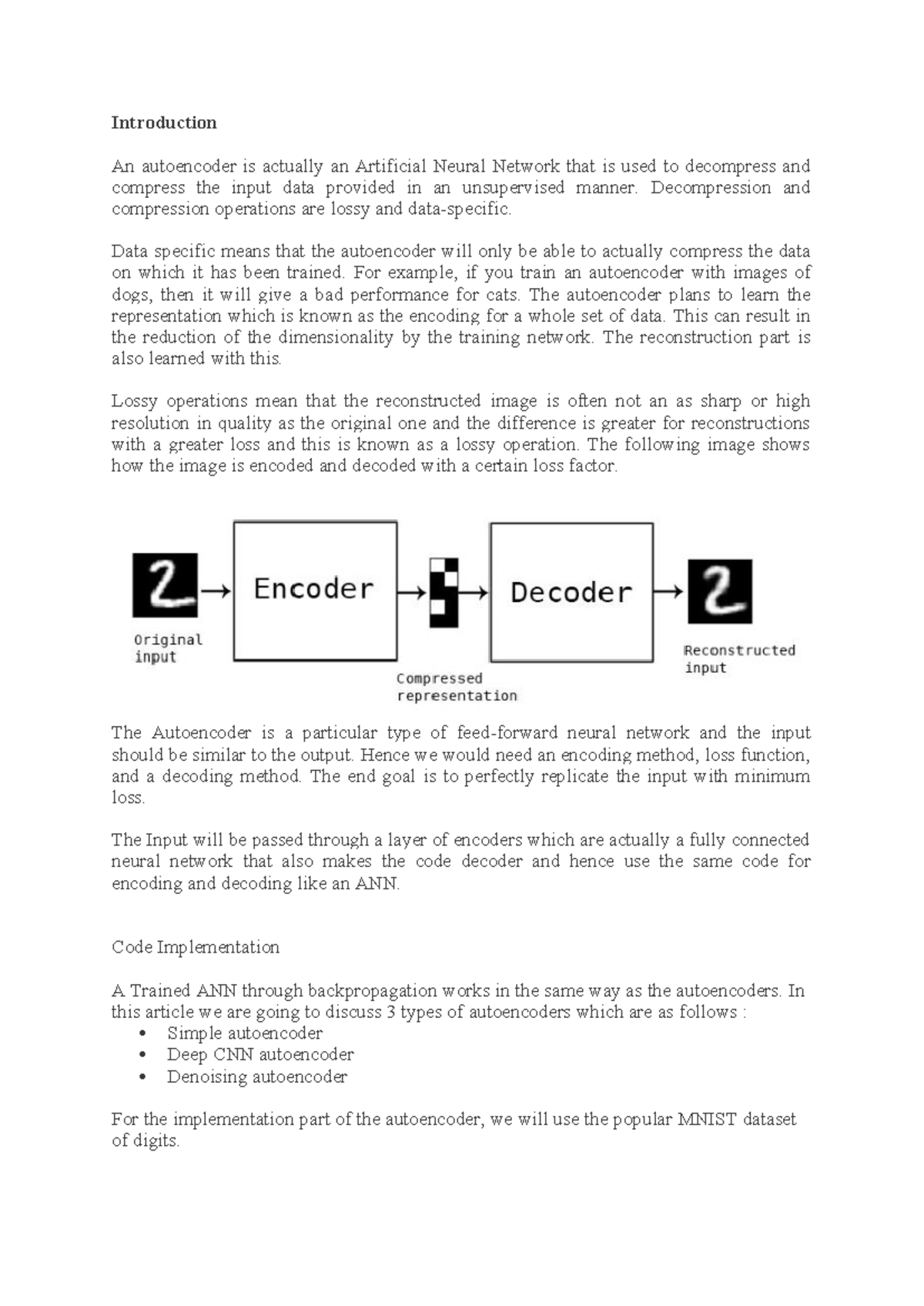 Unit 5 Autoencoders - vsdvsvvw - Introduction An autoencoder is ...