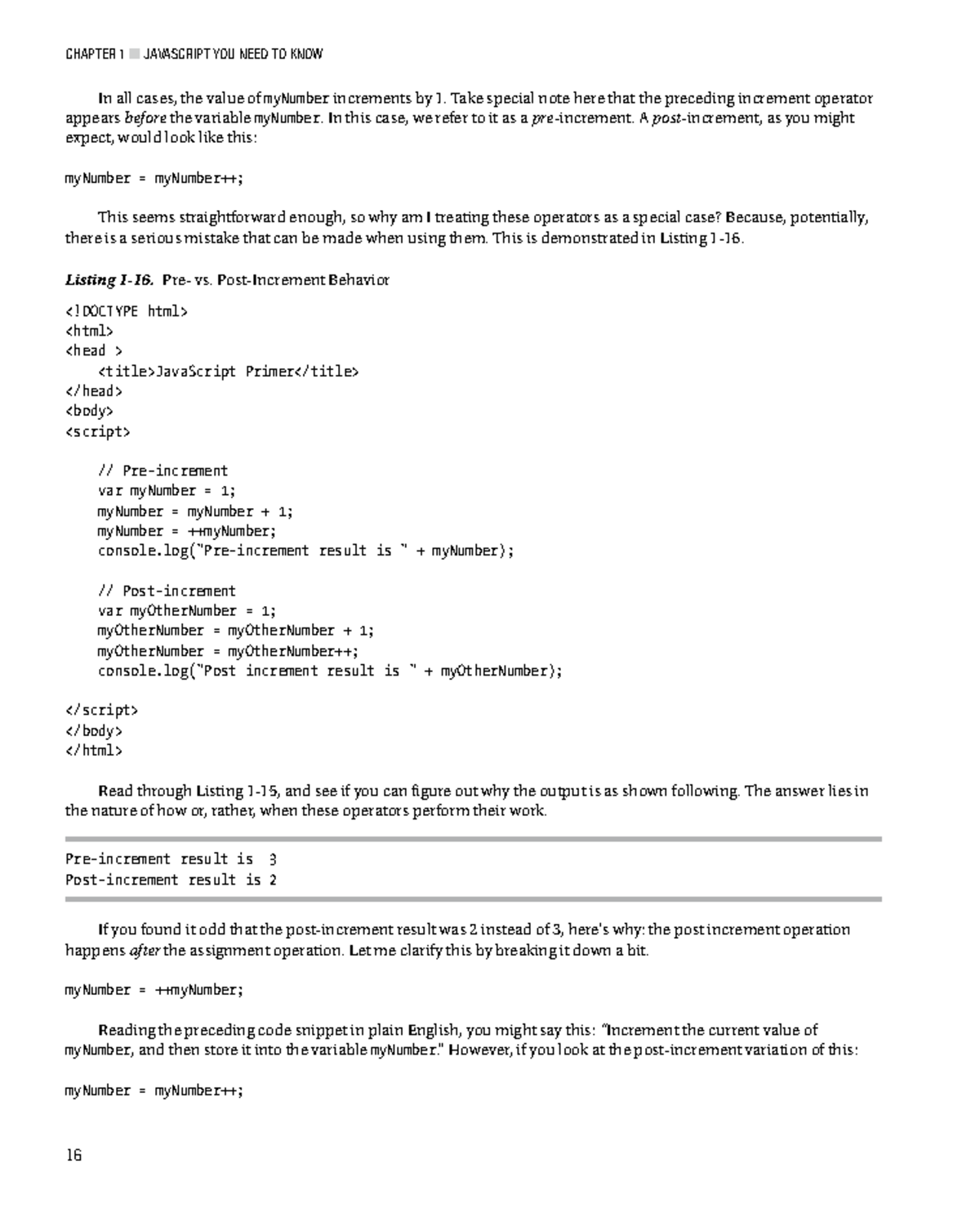Beginning Angular JS and web developmen - In all cases, the value of myNumber increments by 1 ...
