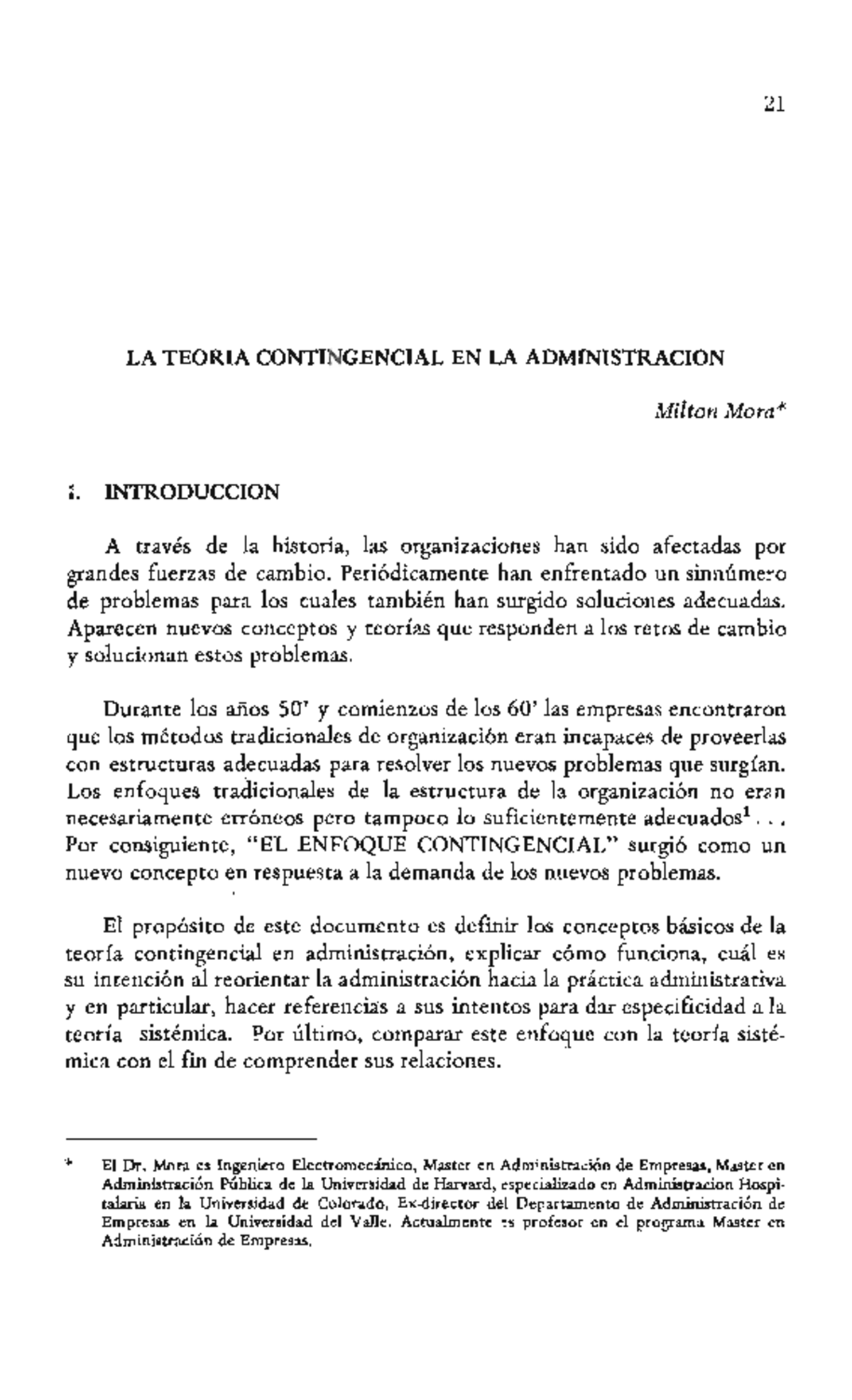 7-(03) La teoria contingencial en la administracion (Milton Mora) - LA ...