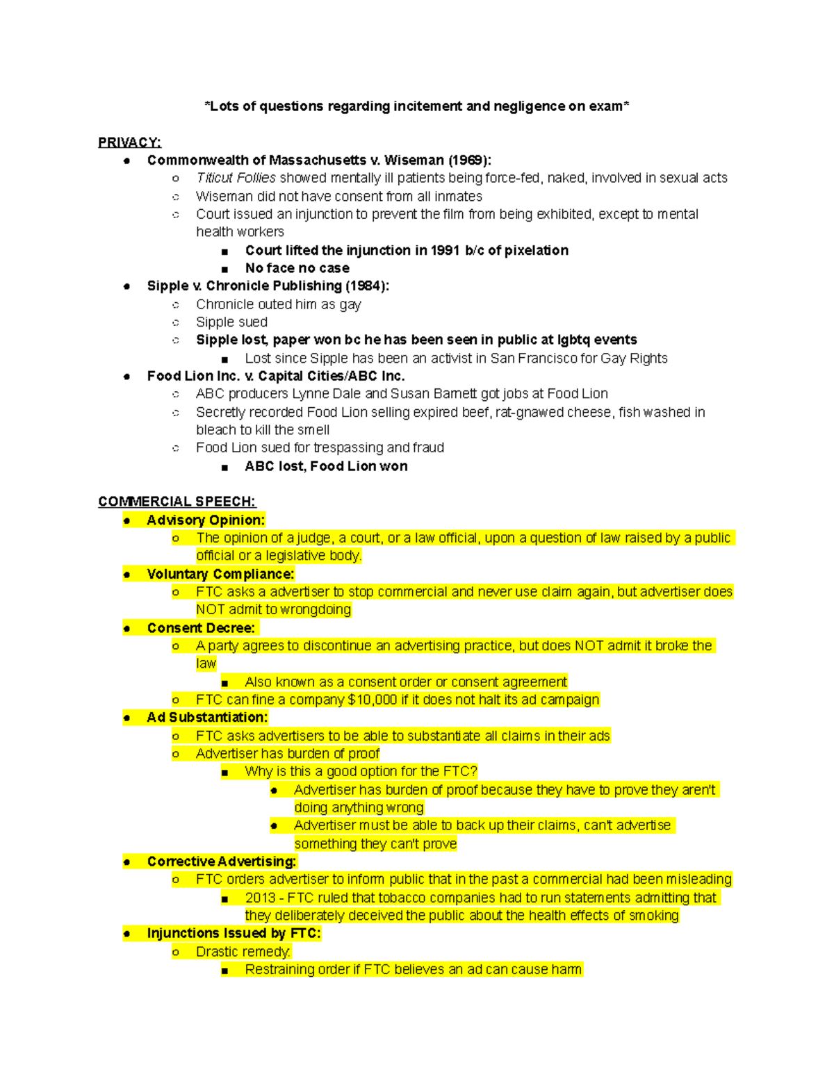 COMM345 Study Review Sheet EXAM #3 - Lots of questions regarding ...