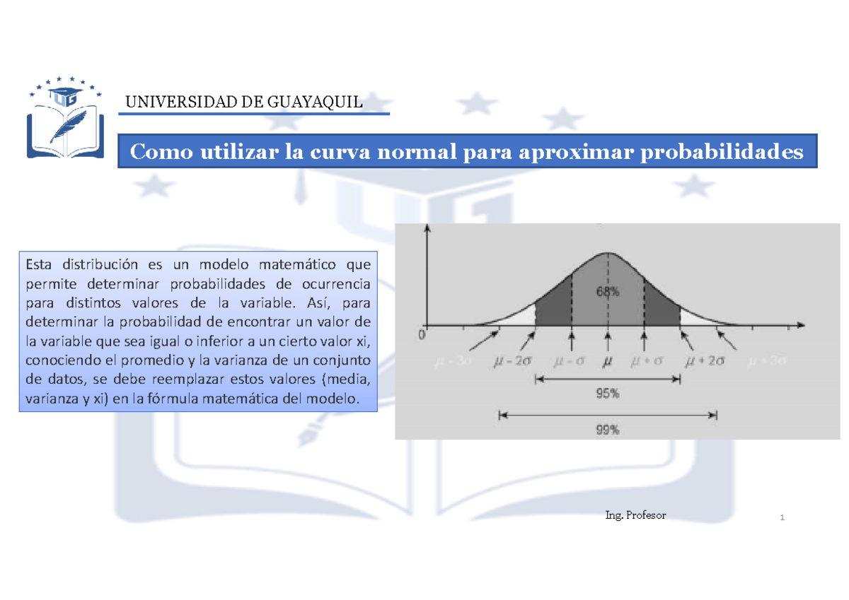 Curva Normal para aproximar probabilidades - Ing. Profesor Esta ...