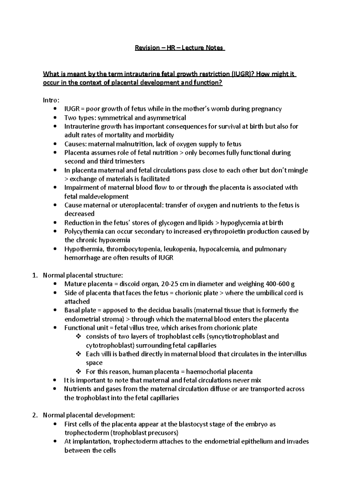 Revision – HR – Lectures Notes - 8 - Revision – HR – Lecture Notes What ...