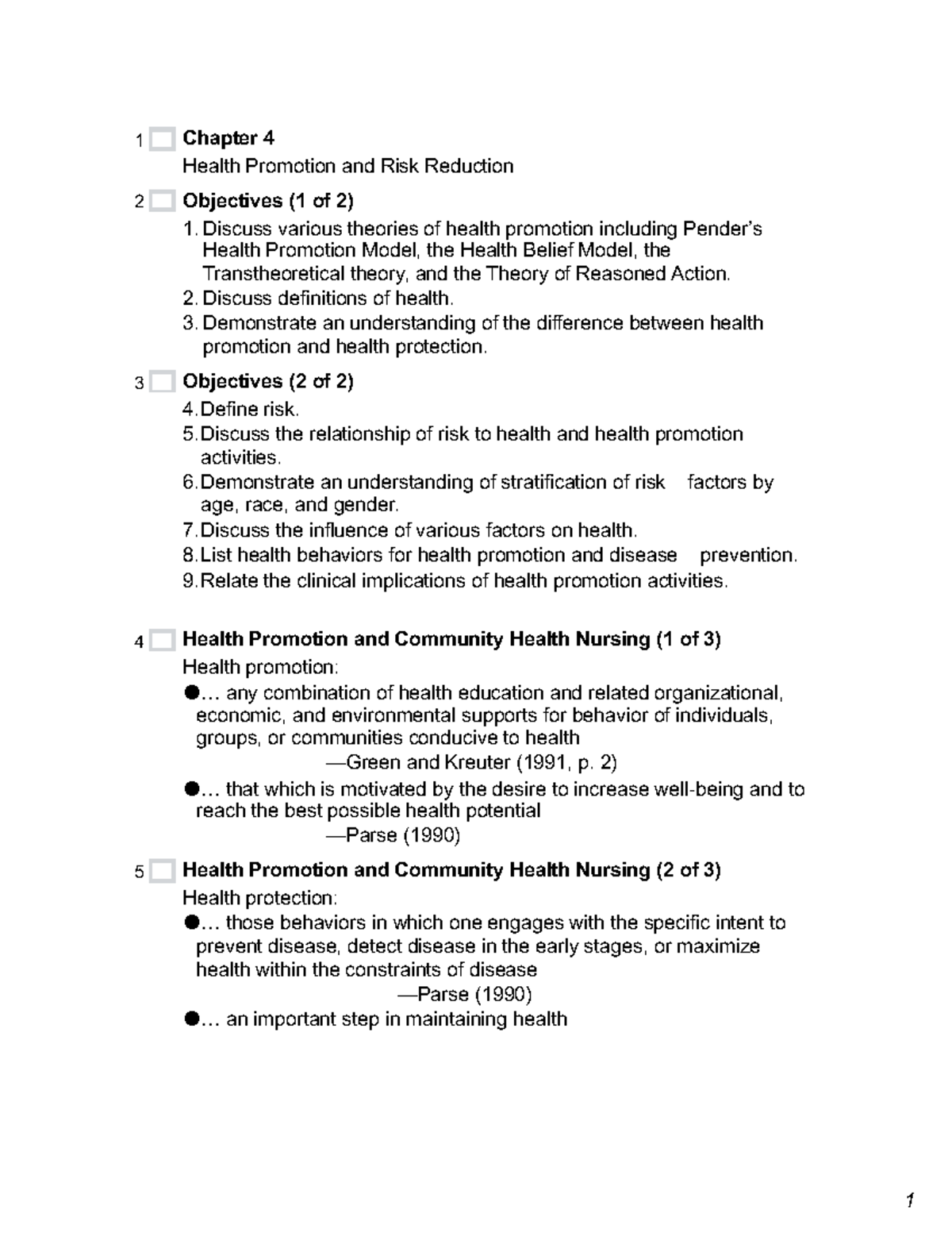 Health Promotion and Risk Reduction - 1 Chapter 4 Health Promotion and ...