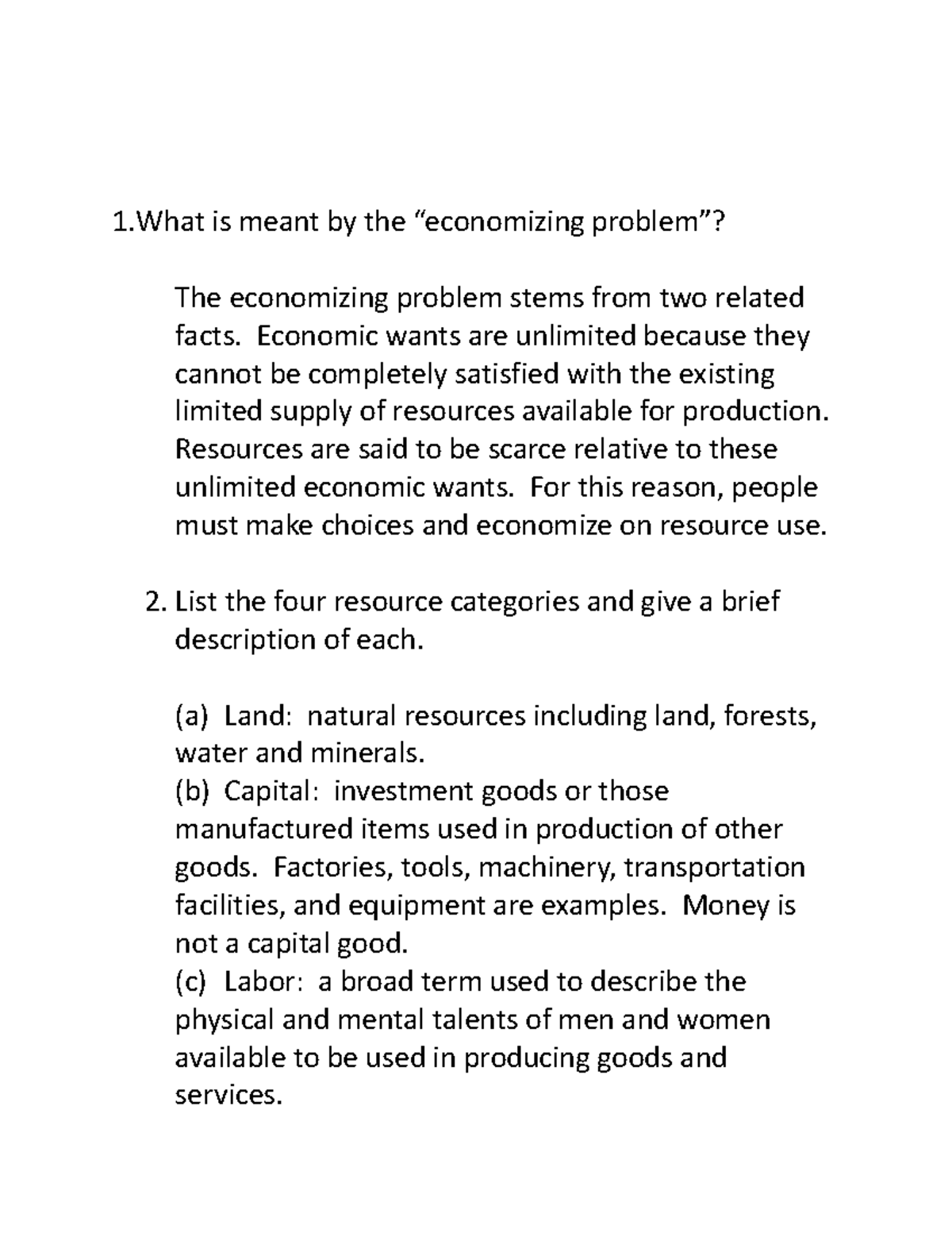 THE Economizing Problem Notes - 1 is meant by the “economizing problem ...