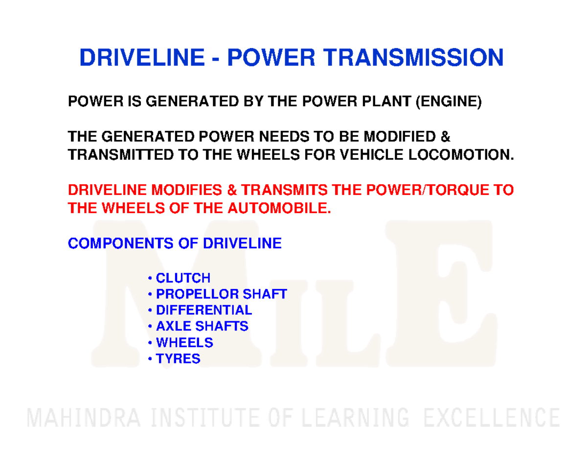 Automobile-basics-6 - Automobile-basics-6 - DRIVELINE - POWER ...