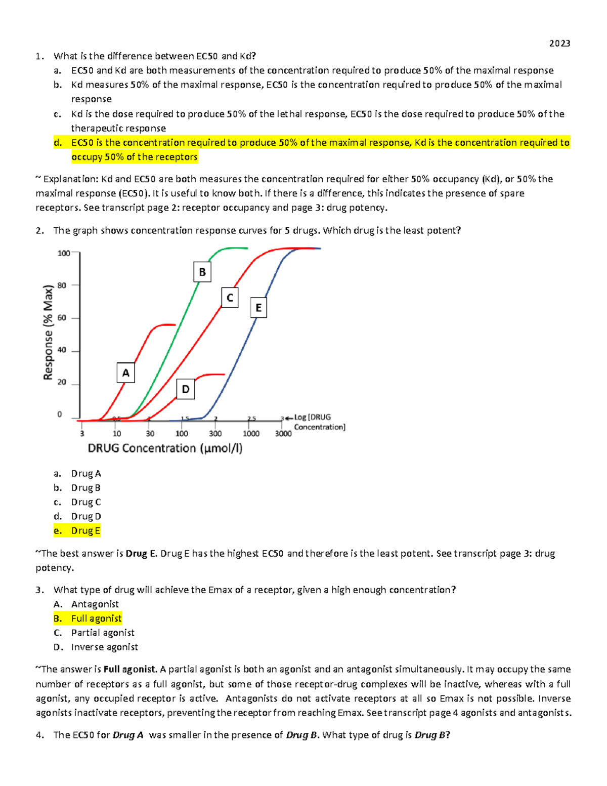Pharmacodynamics RAT Questions - 2023 What is the difference between ...