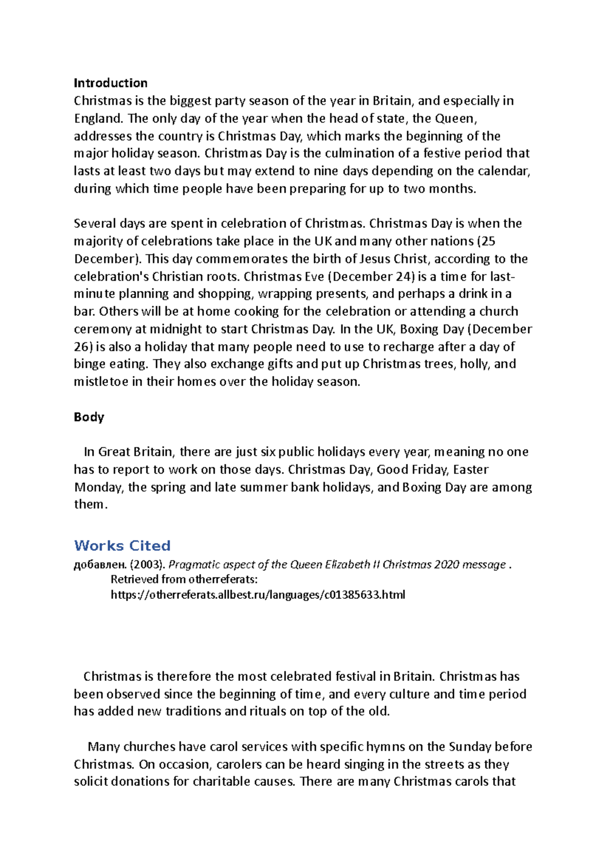 Body - Body - Introduction Christmas is the biggest party season of the ...