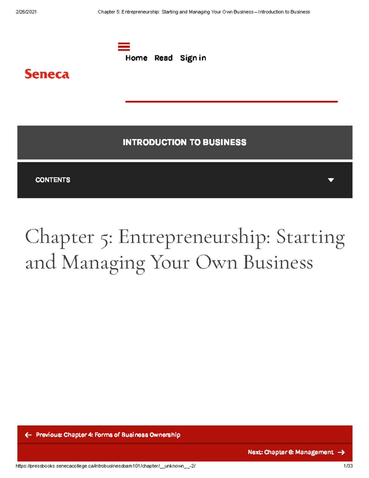 Chapter 5 Entrepreneurship Starting and Managing Your Own Business ...