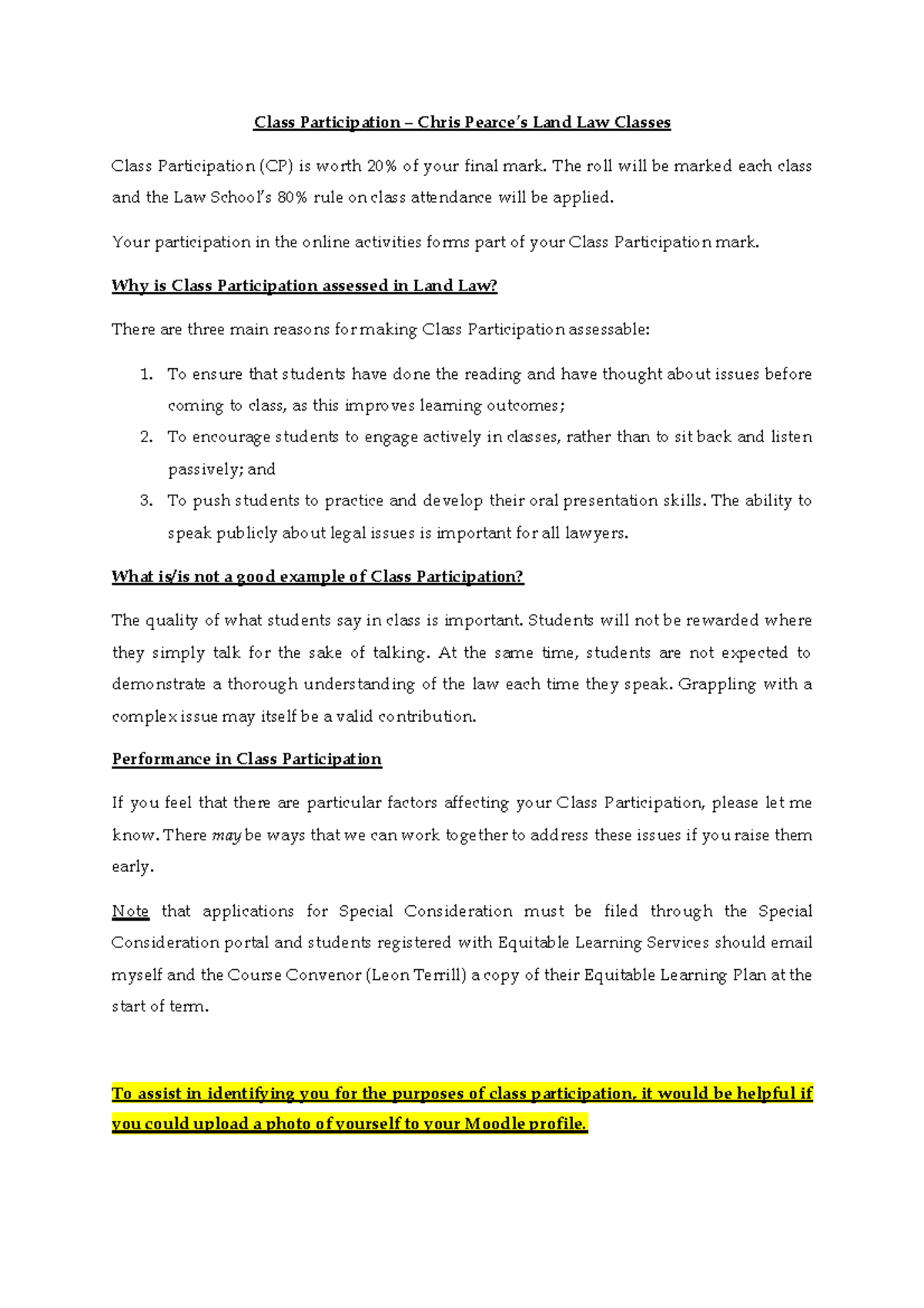 Class Participation Guidelines - Class Participation – Chris Pearce’s ...