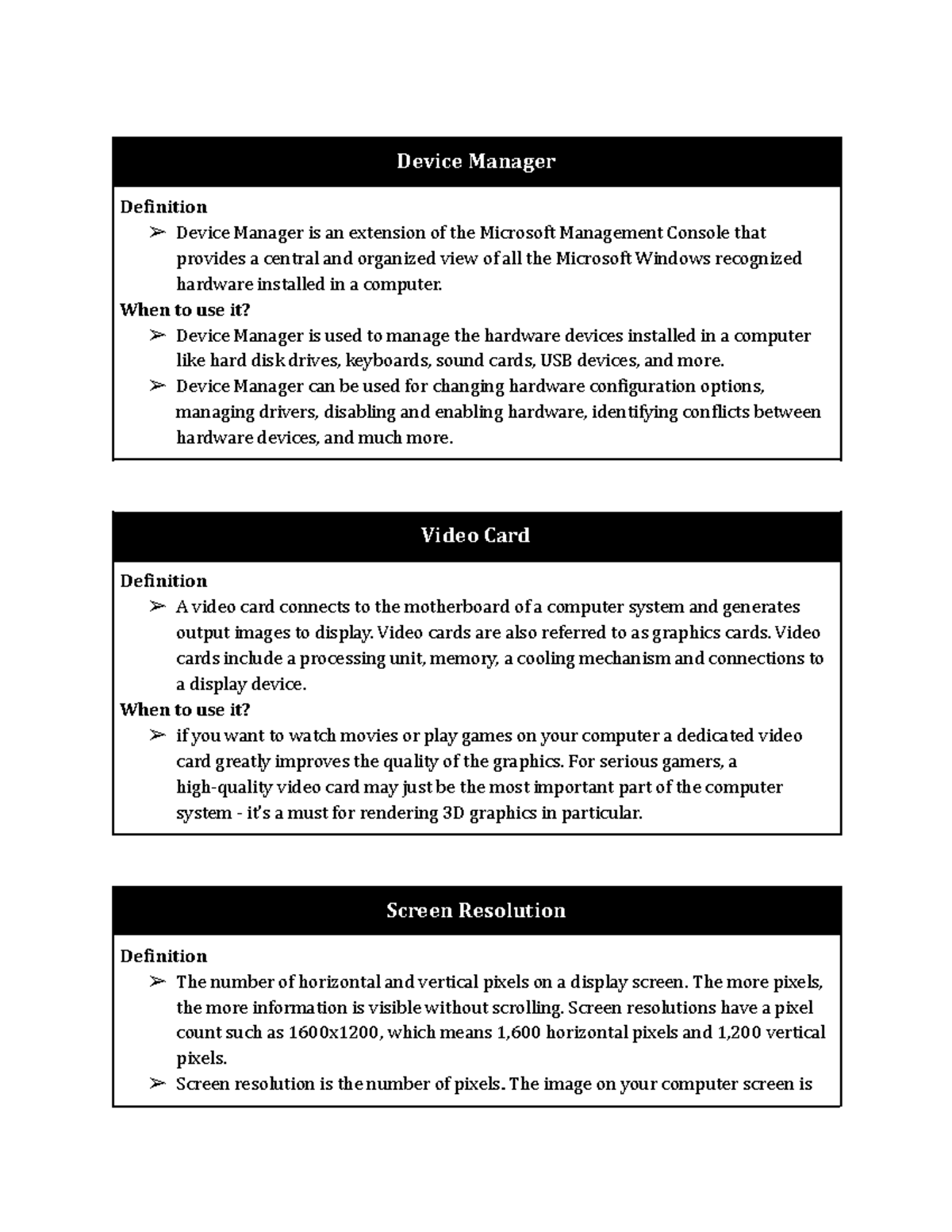 Basic Computer Parts - Device Manager Definition Device Manager is an ...