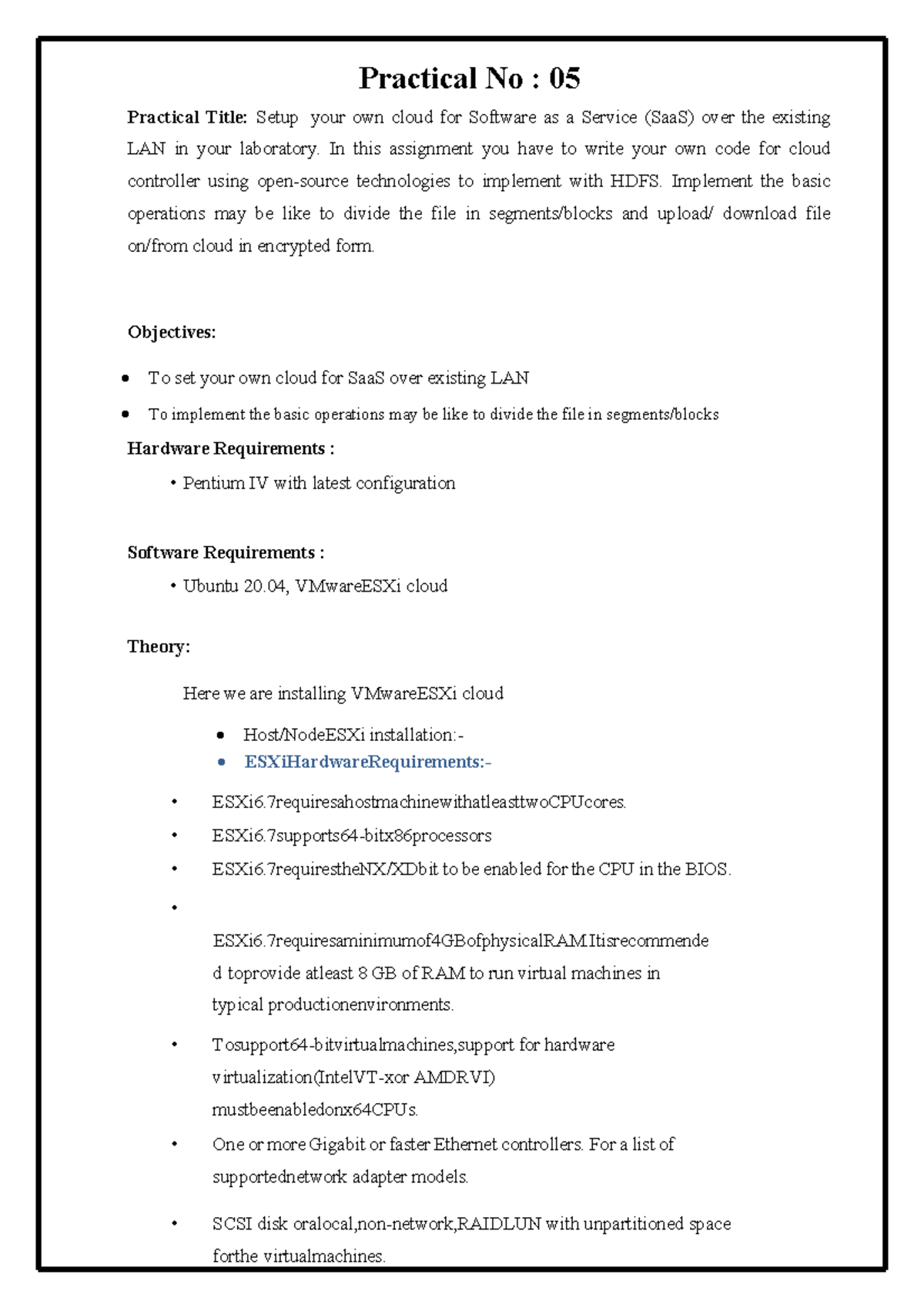 Assignment 5 Cloud Computing Practical No 05 Practical Title Setup Your Own Cloud For
