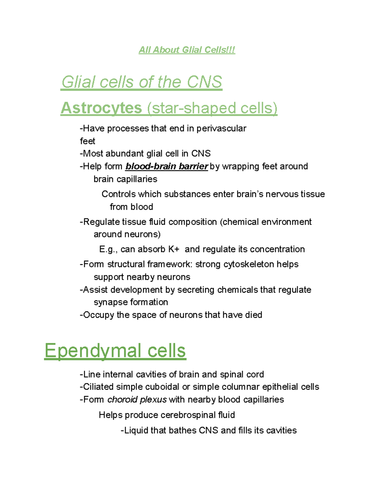All About Glial Cells - All About Glial Cells!!! Glial cells of the CNS ...