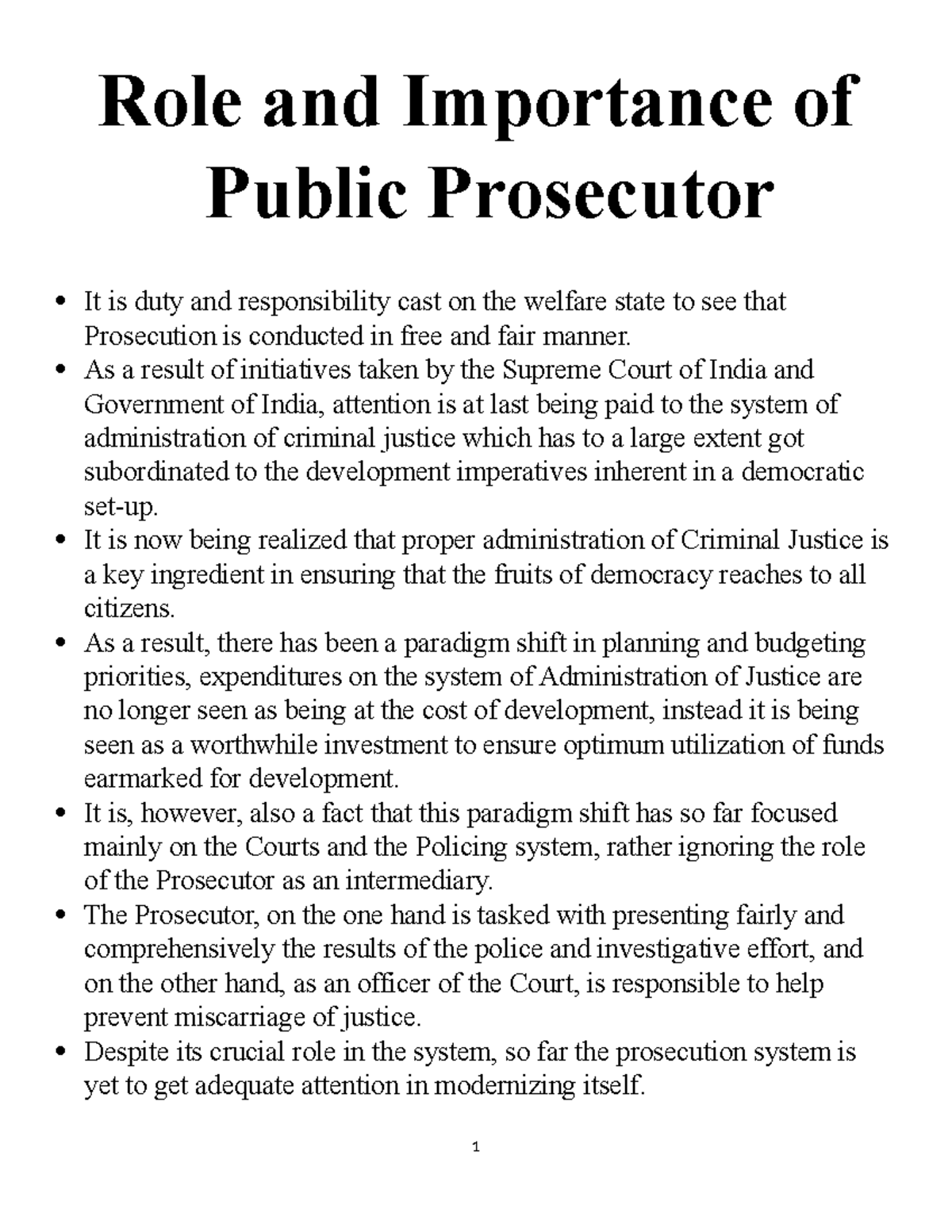 Role and Importance of Public Prosecutor - Role and Importance of ...