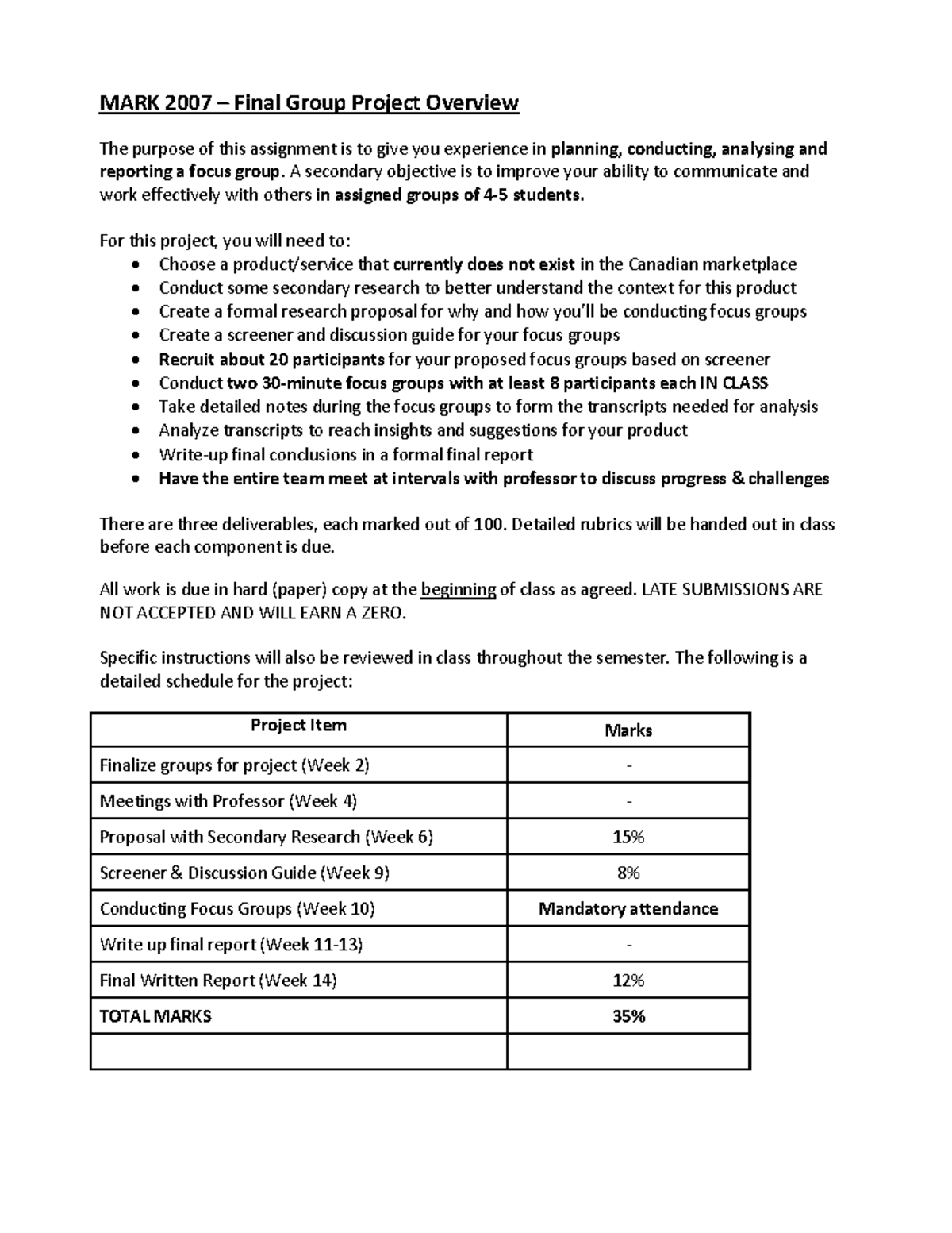 MARK2007- Final Group Project - MARK 20 07 – Final Group Project ...