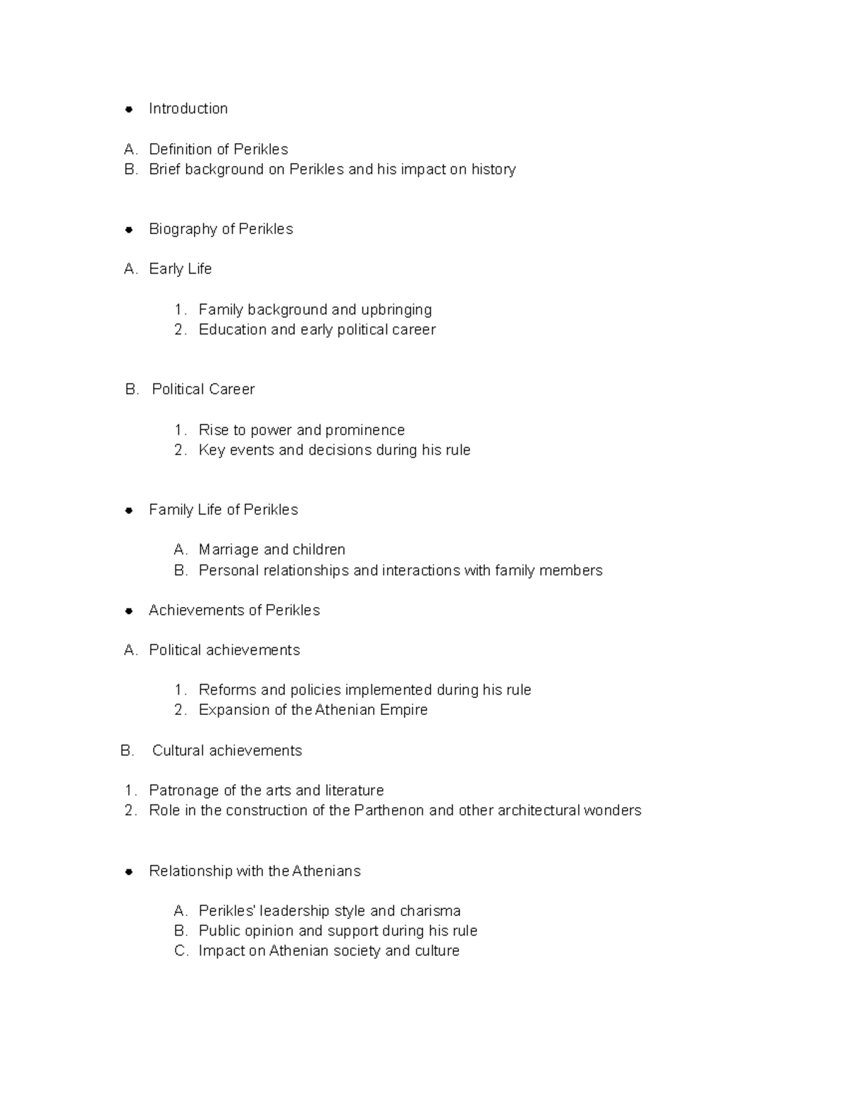 Perikles Outline - TERM PROJECT - Introduction A. Definition of ...