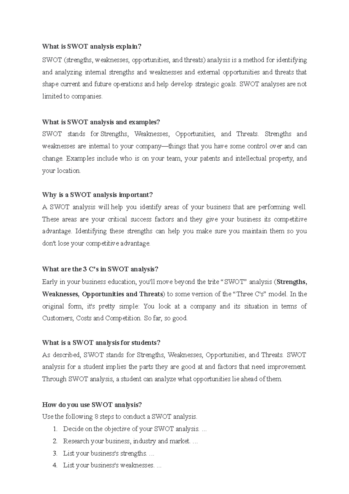 Assignment SWOT analysis - What is SWOT analysis explain? SWOT ...