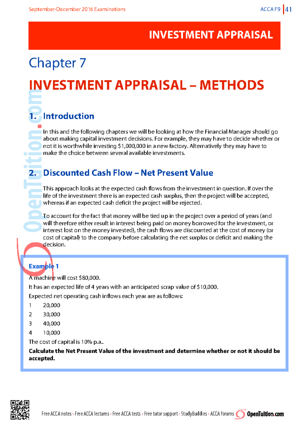 F9 ch7 - notes on investment appraisals. very detailed - INVESTMENT ...