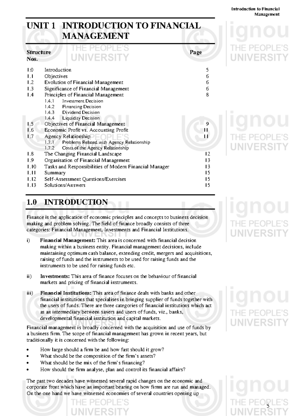 Financial management - Introduction to Financial Management UNIT 1 ...