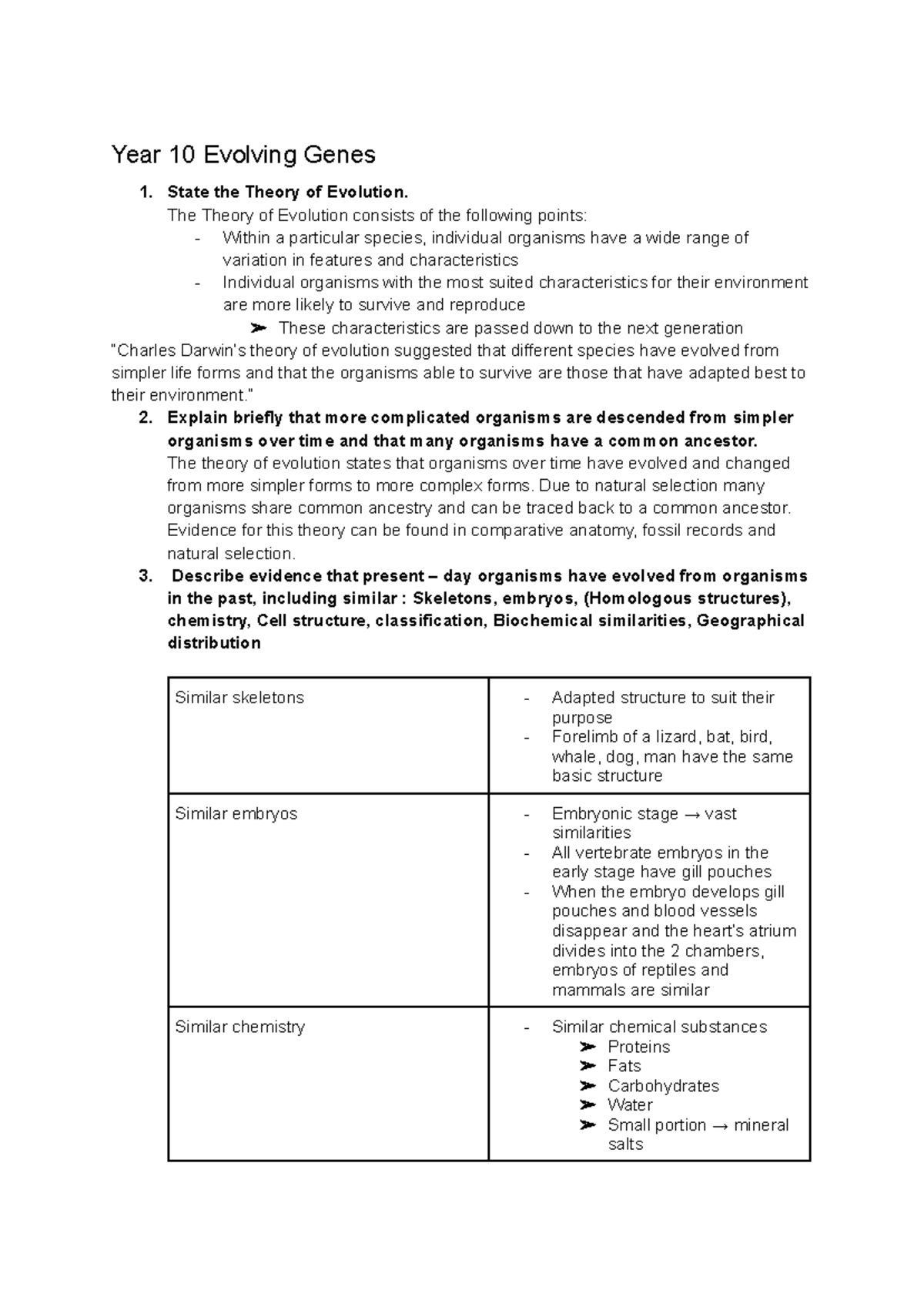Evolving genes - for your topic tests - Year 10 Evolving Genes State ...