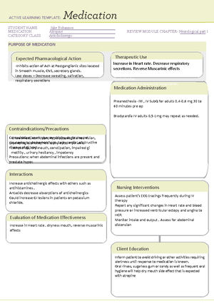 Neostigmine ATI template - ACTIVE LEARNING TEMPLATES TherapeuTic ...