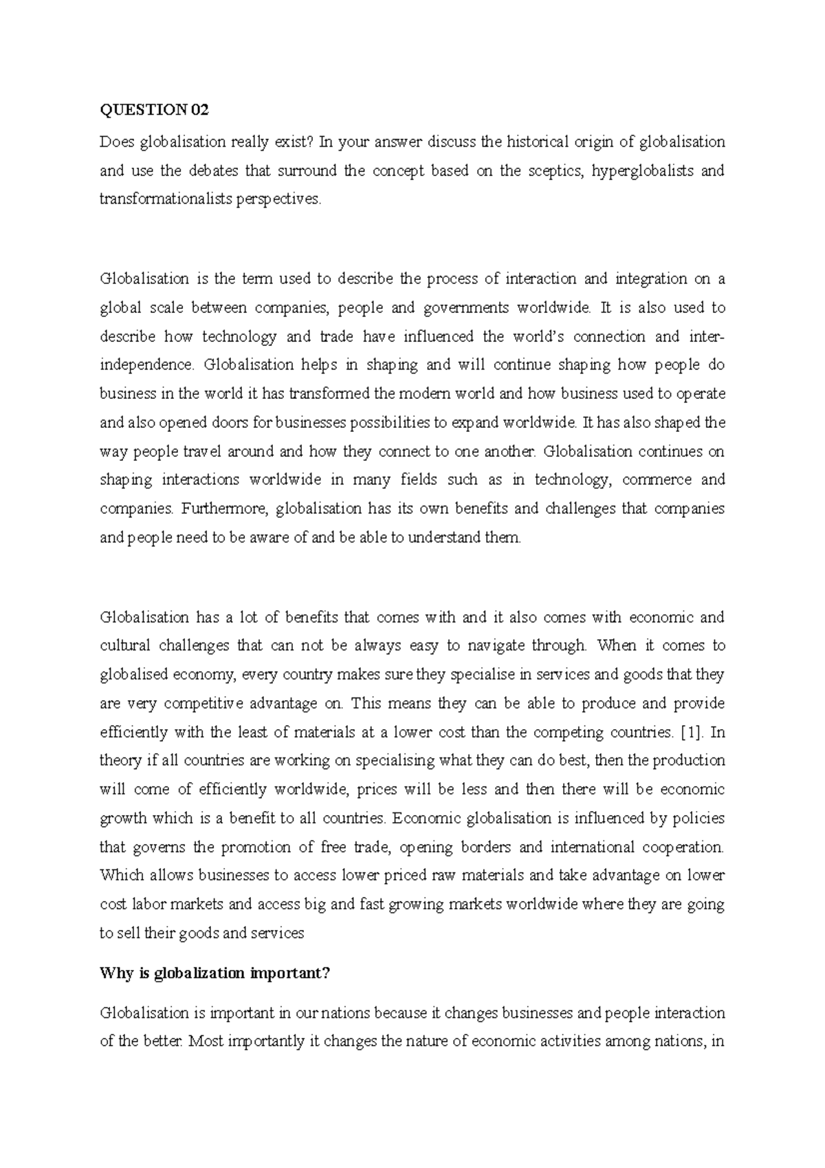 Globalisation - BHBD GHDG GHDGB GHDG GHD GHD GDG GDV GD - QUESTION 02 ...