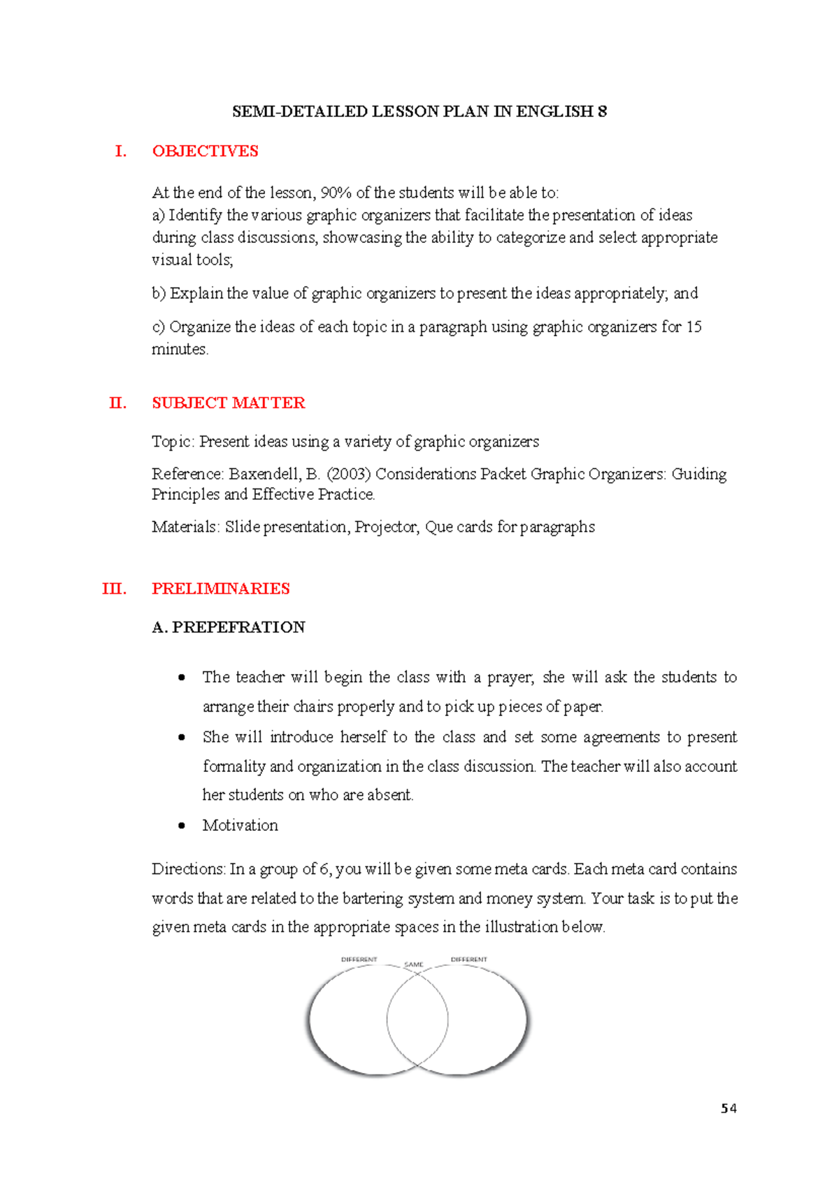 D Writing - Lesson plan - SEMI-DETAILED LESSON PLAN IN ENGLISH 8 I ...