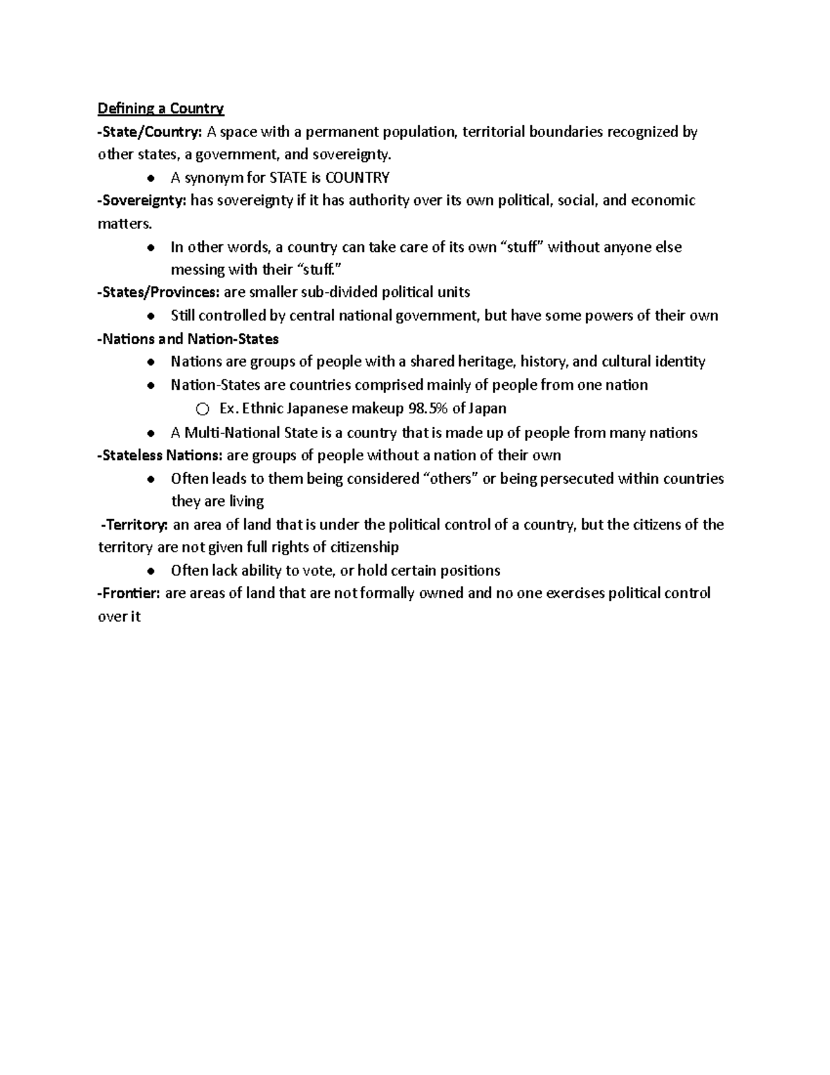 Basics of Political Geography Notes - Defining a Country -State/Country ...