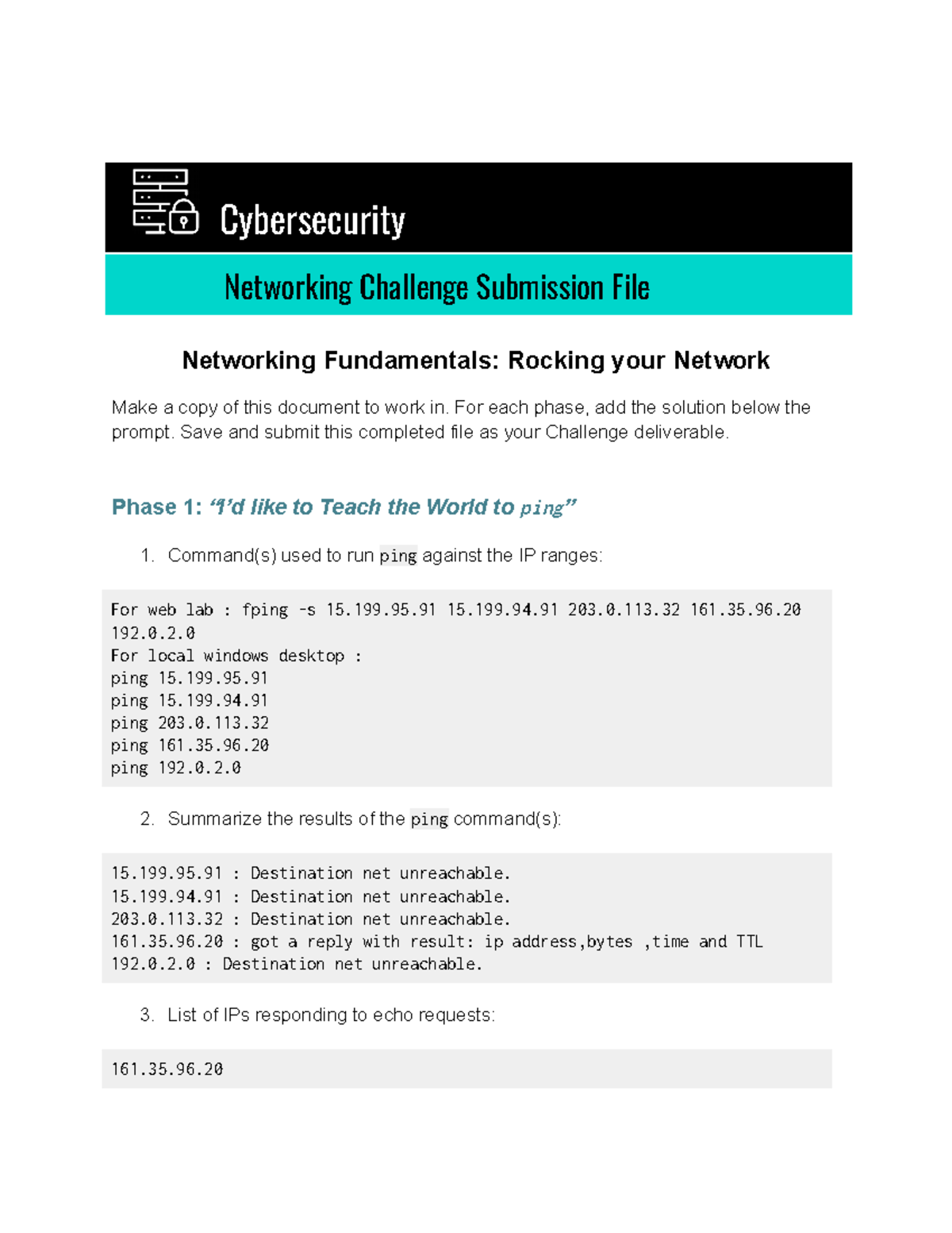 Networking Challenge Submission File Cybersecurity Networking Challenge Submission File 7793