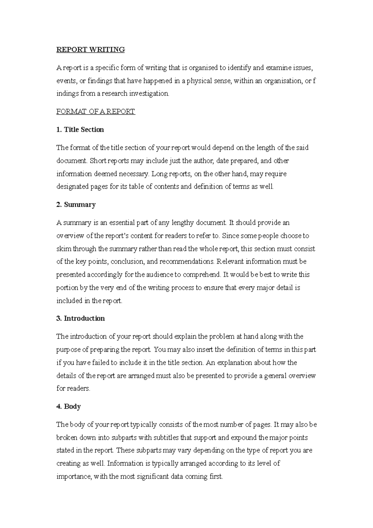 Quality Assurance, Monitoring and Evaluation - REPORT WRITING A report ...
