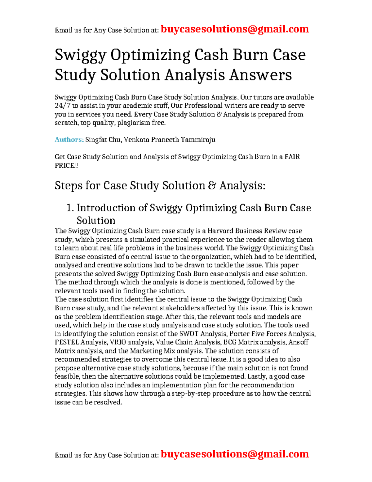 Case Solution Swiggy Optimizing Cash Burn - Swiggy Optimizing Cash Burn Case Study Solution ...