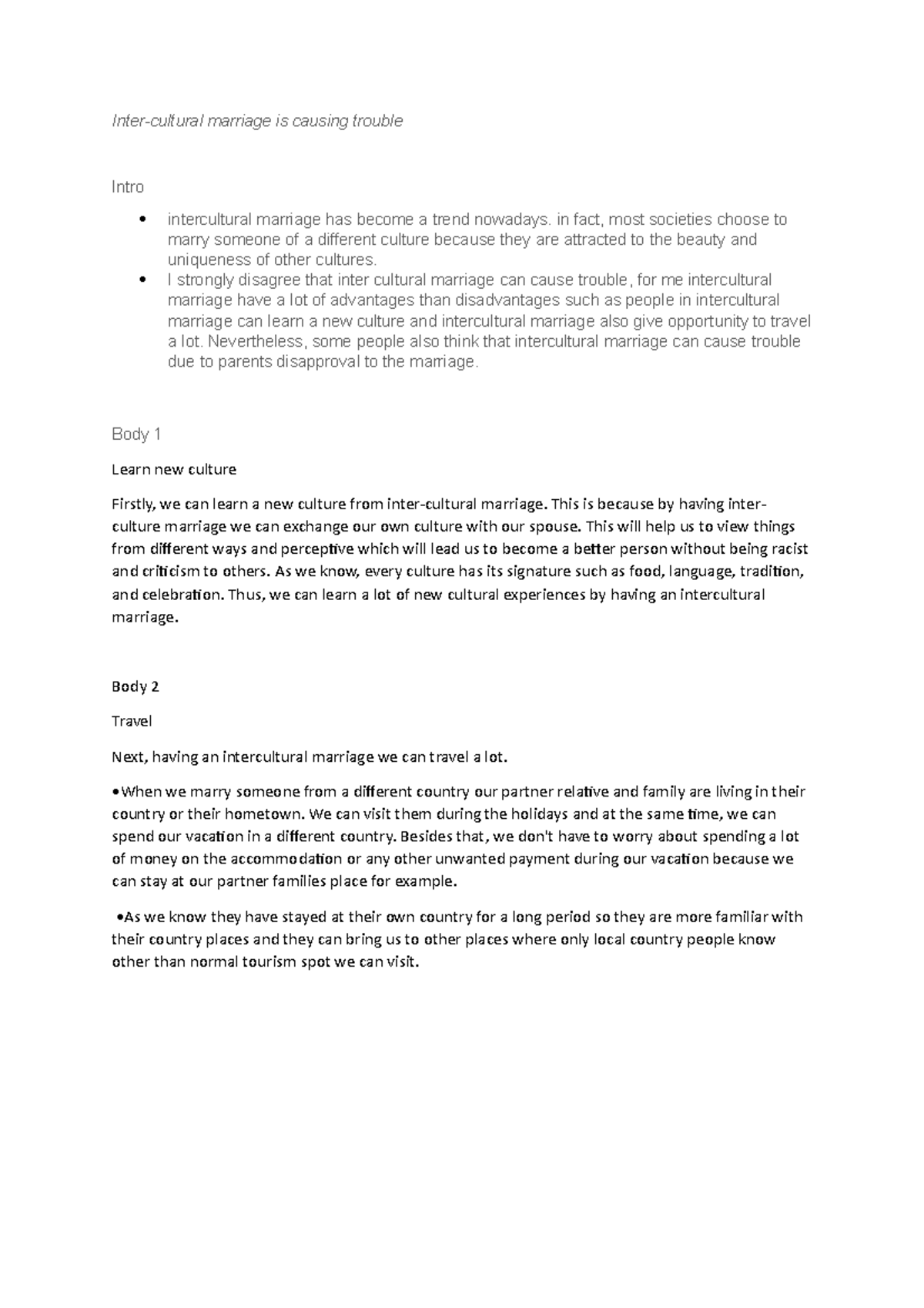 Argumentative essay for sble2013 - Inter-cultural marriage is causing ...