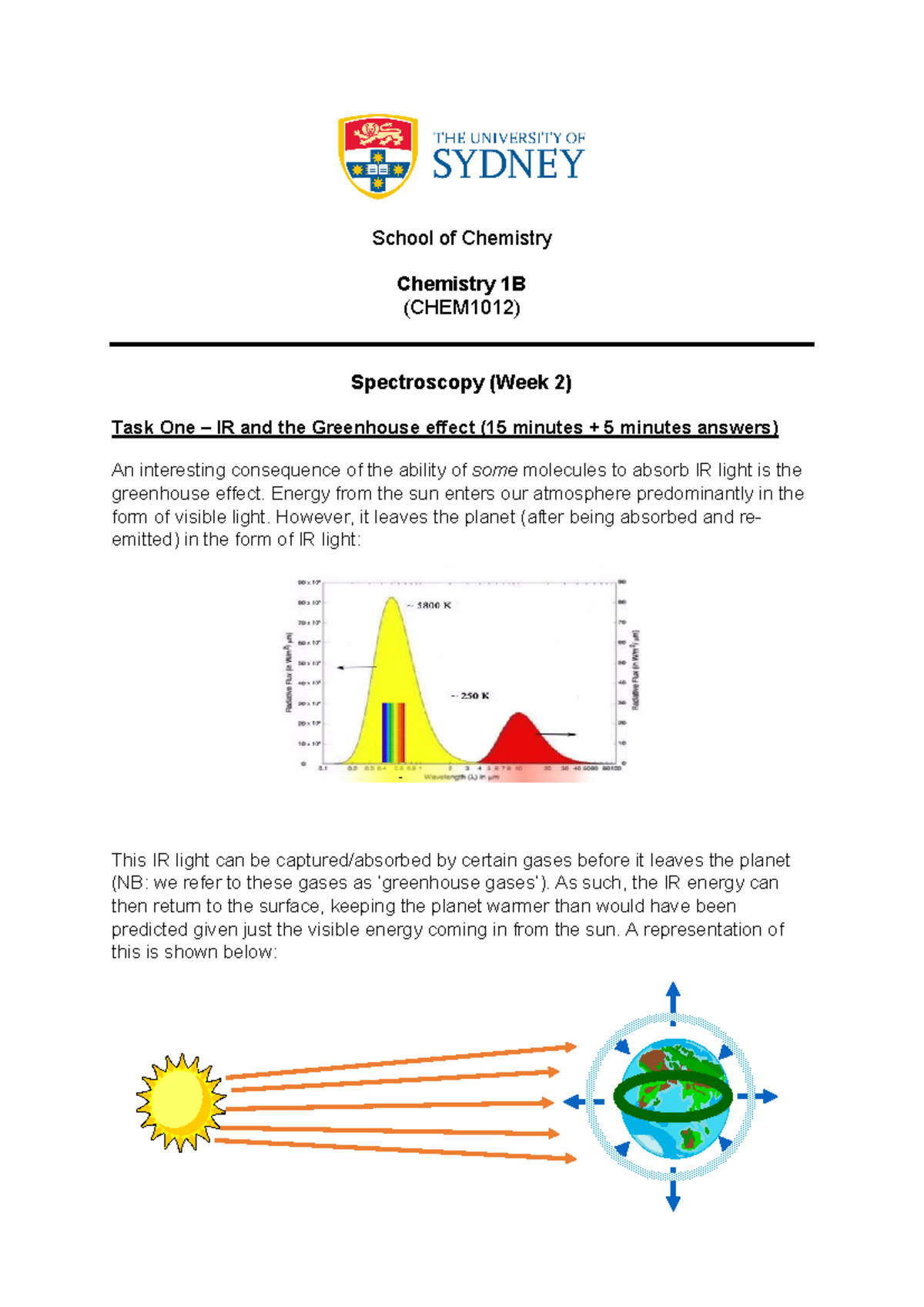 CHEM1012, 2023, Tutorial sheet 2 - School of Chemistry Chemistry 1B ...