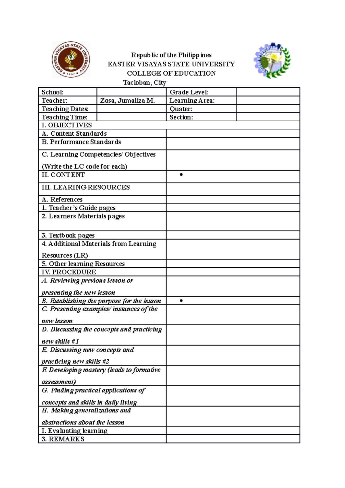 Detailed Lesson Plan - Department of Education - Format - Republic of ...