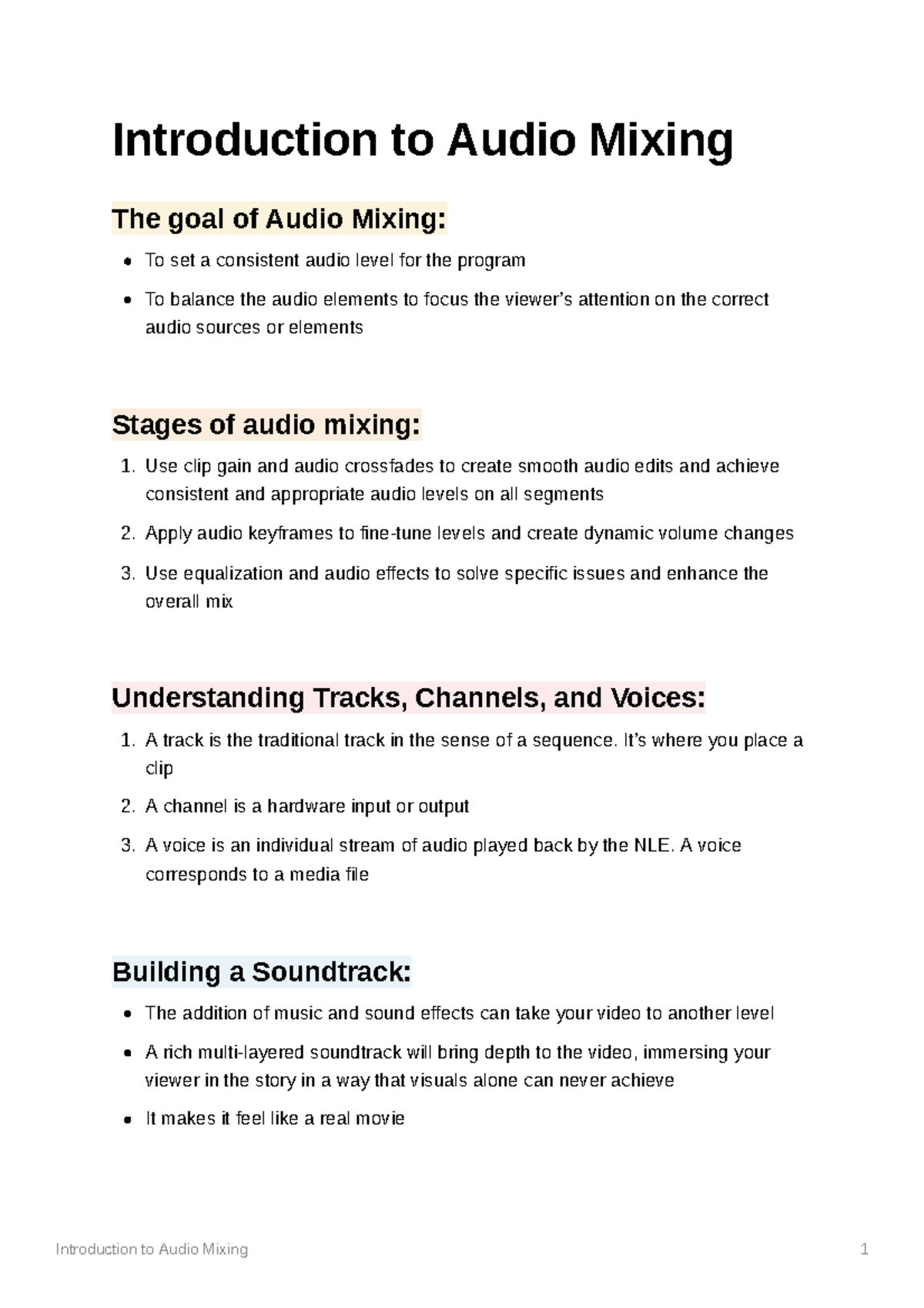 Introduction to Audio Mixing - It’s where you place a clip A channel is ...