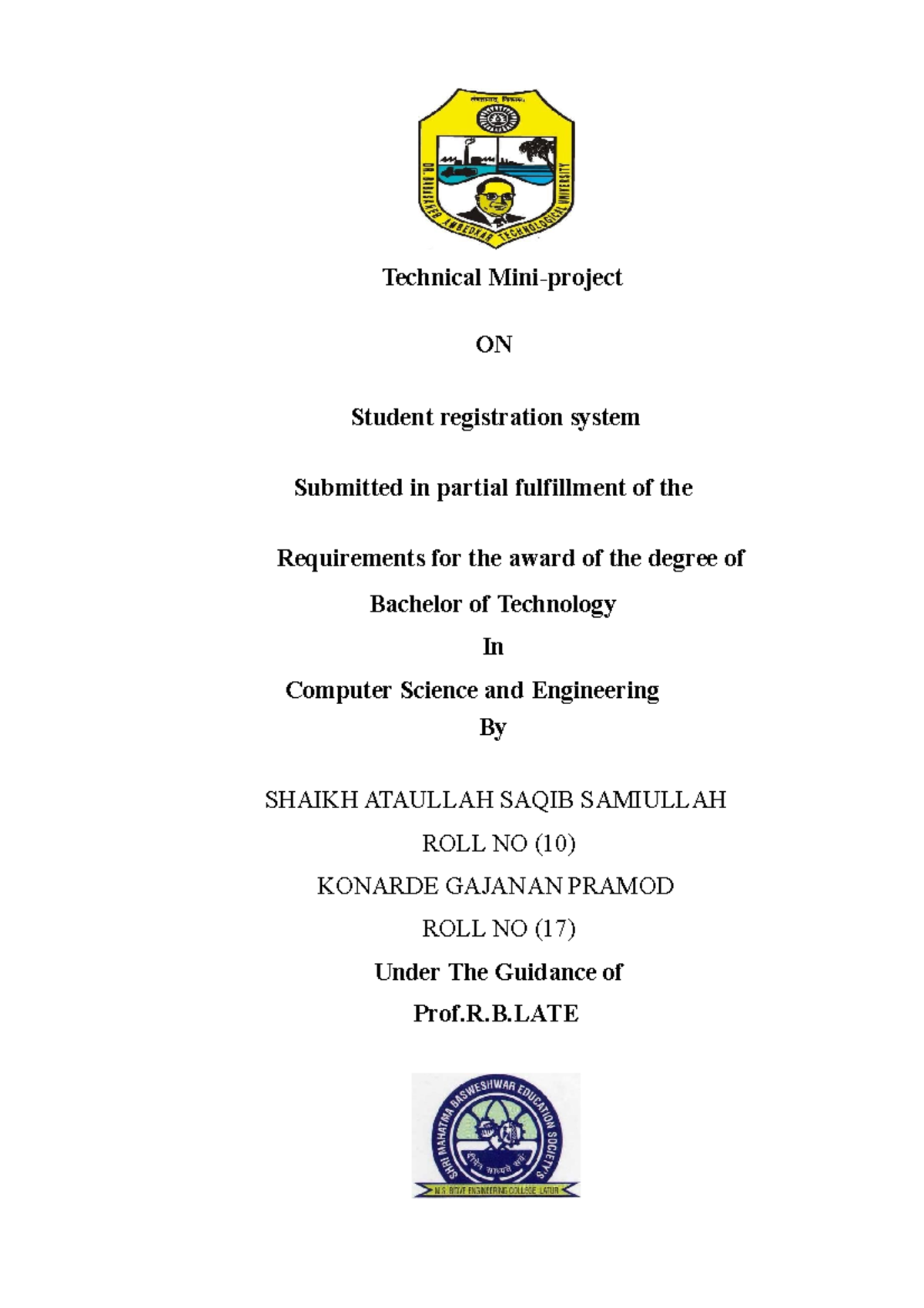 Latest Saqib Report - Technical Mini-project ON Student registration ...