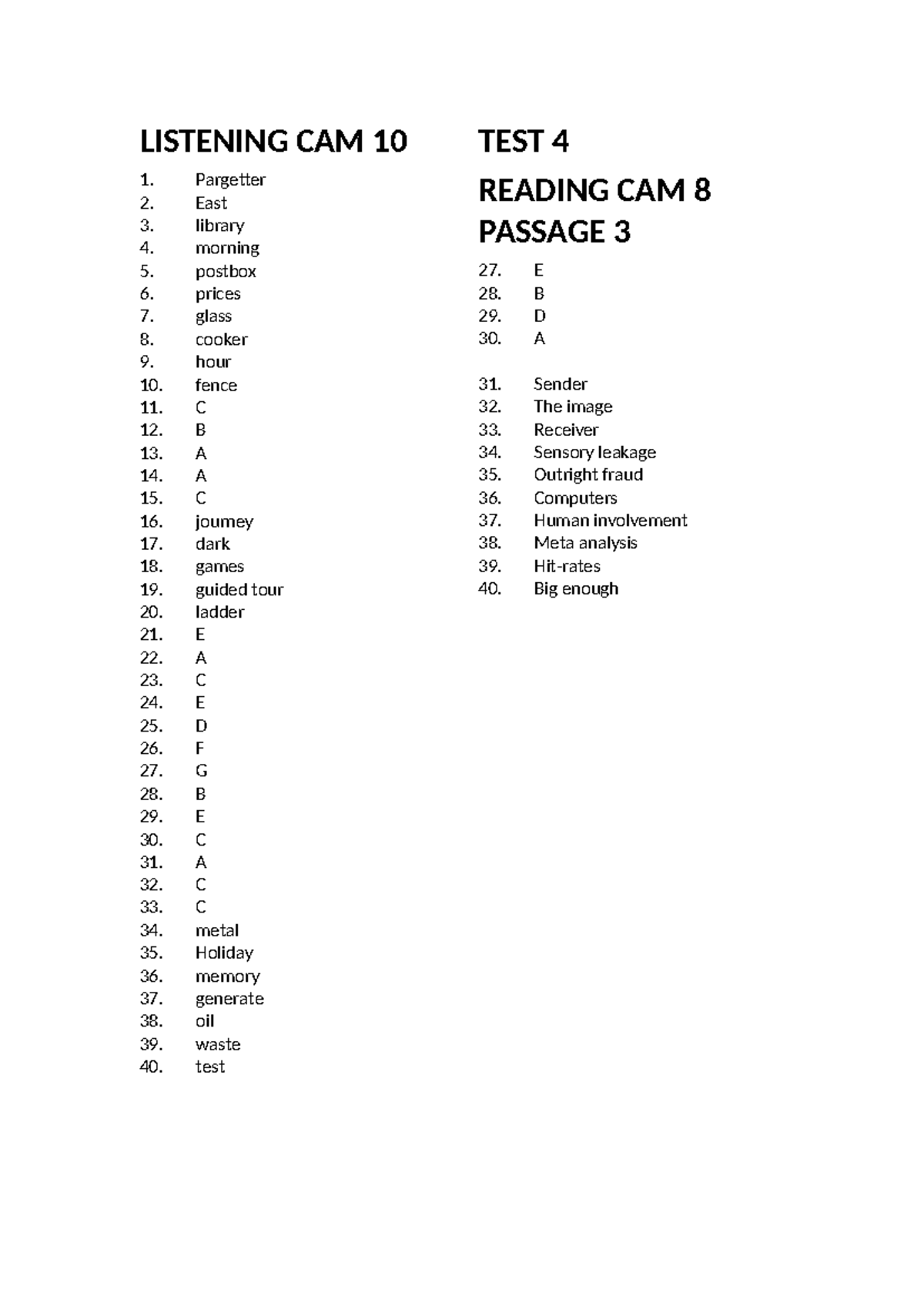 Listening CAM 10 TEST 1 - Reading CAM 8 P3 - LISTENING CAM 10 TEST 4 1 ...