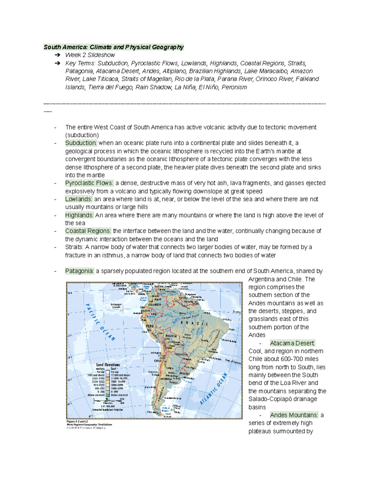 Week 2 physical geography of South America - South America: Climate and ...
