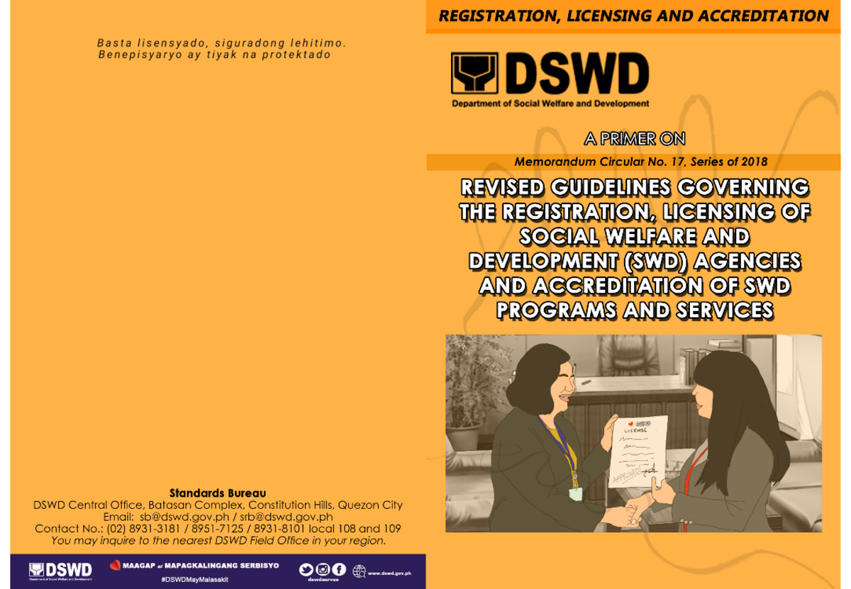 Primer DSWD.SWAD Registration - Bachelor of Secondary Education - Studocu
