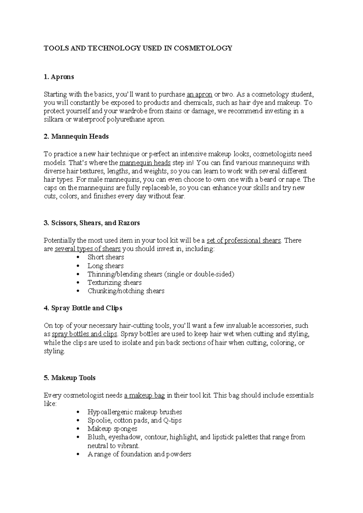 Tools AND Technology USED IN Cosmetology - TOOLS AND TECHNOLOGY USED IN ...