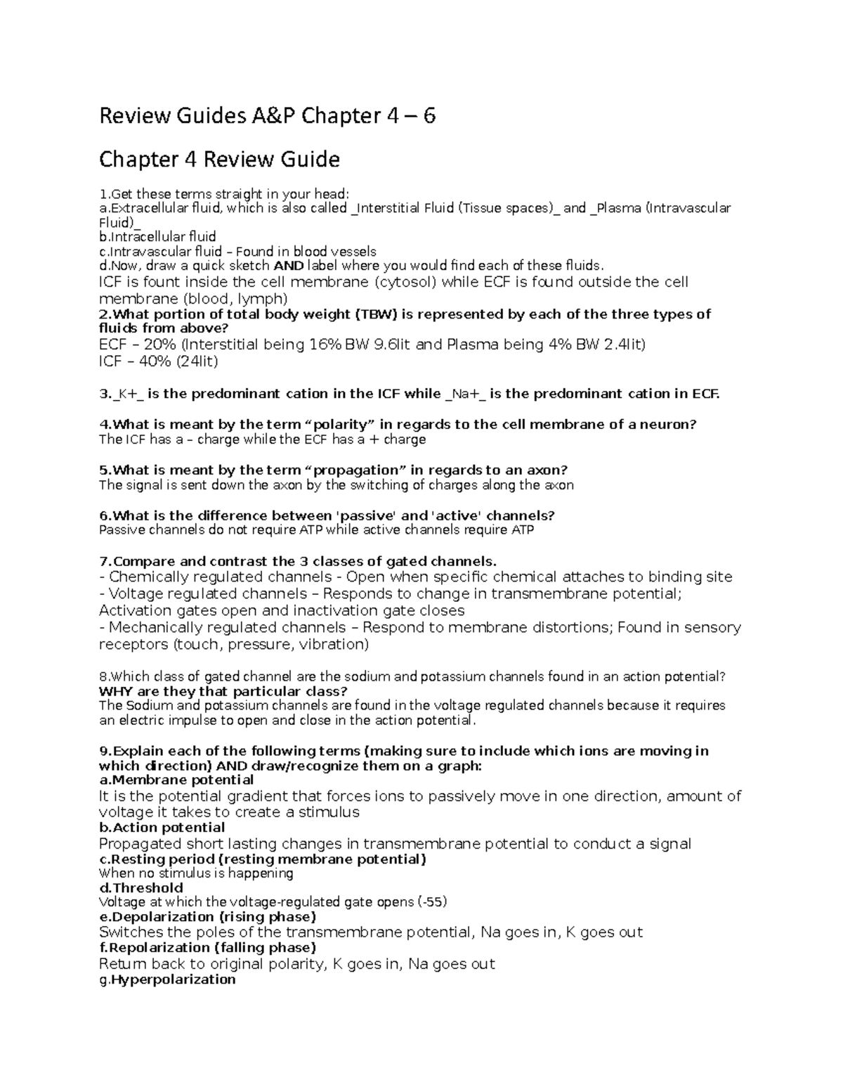 Chapter 4-6 Review Guide A^0P - Review Guides A&P Chapter 4 – 6 Chapter ...
