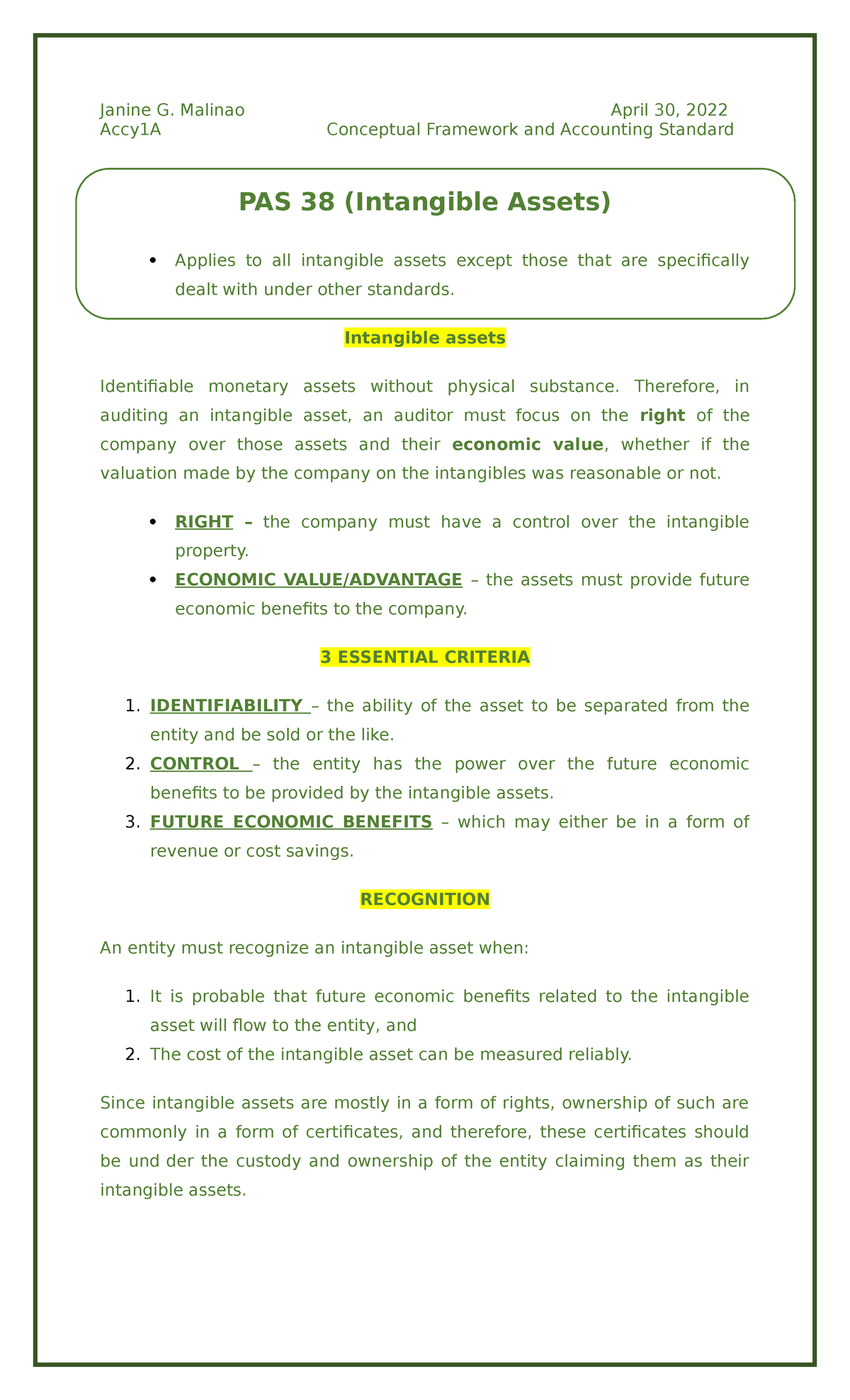 16 - PAS 38 (Intangible Assets) - Janine G. Malinao April 30, 2022 ...