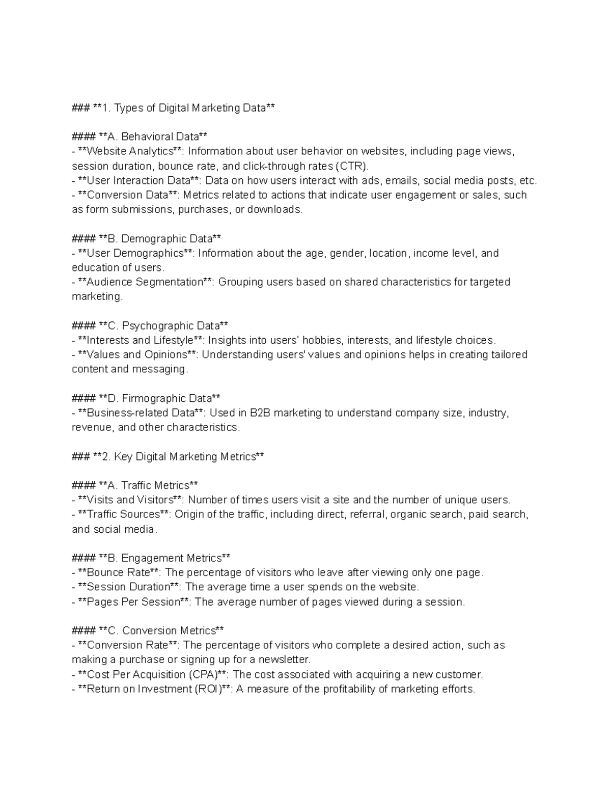 Mkt Digital Marketing Unit Notes 1 Types Of Digital Marketing Data A