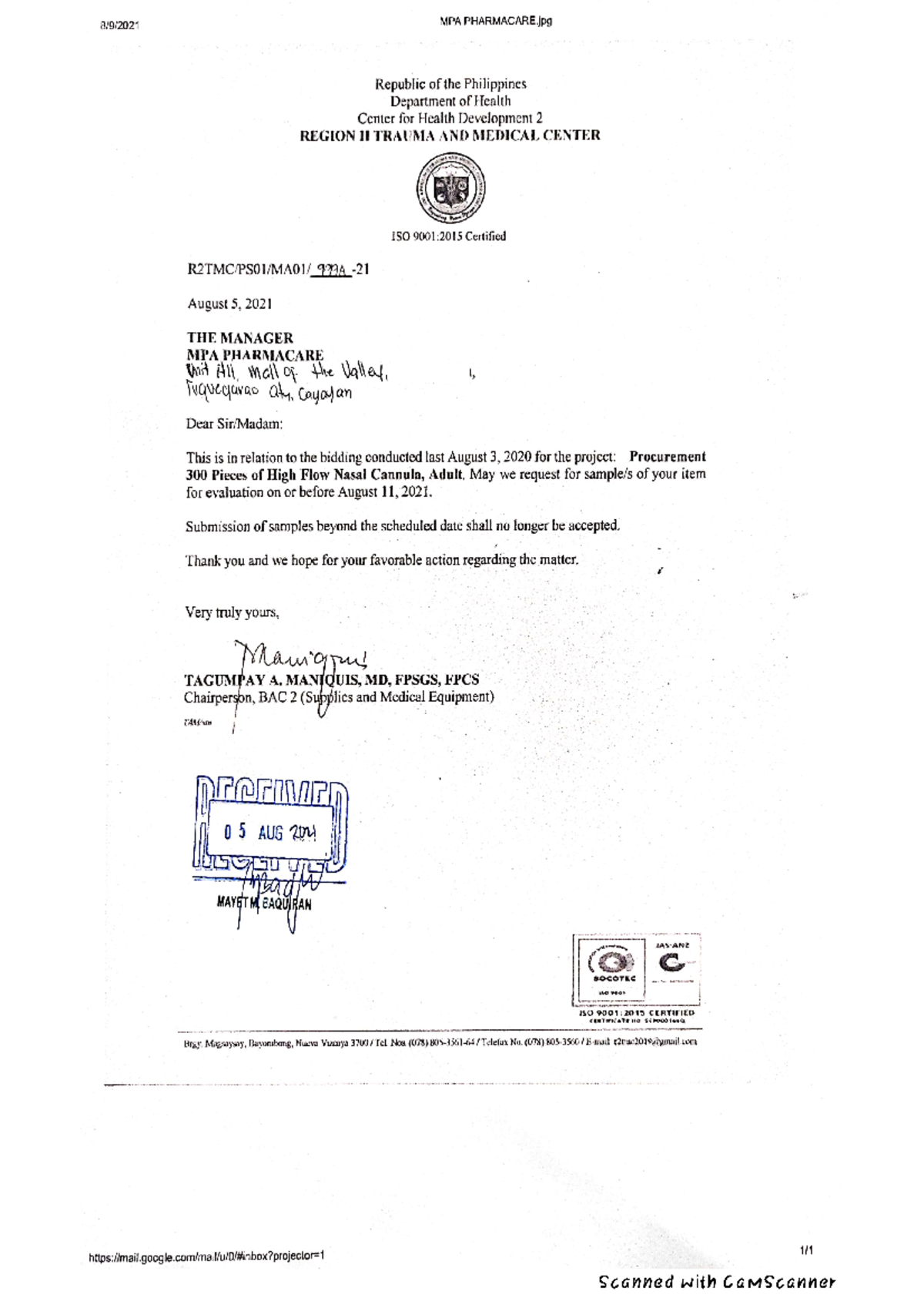 01 - R2TMC Sample Letter High Flow Cannula - Civil Procedure - Studocu