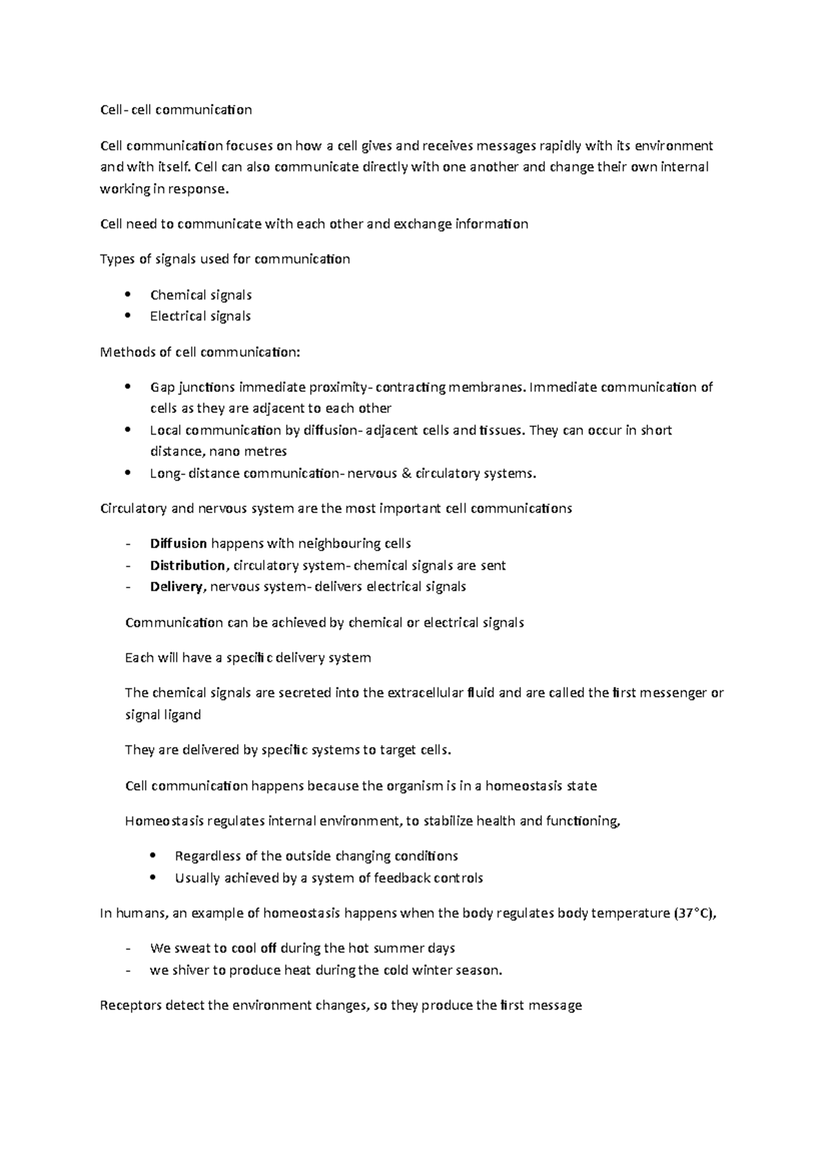 Cell communication - Cell- cell communication Cell communication ...